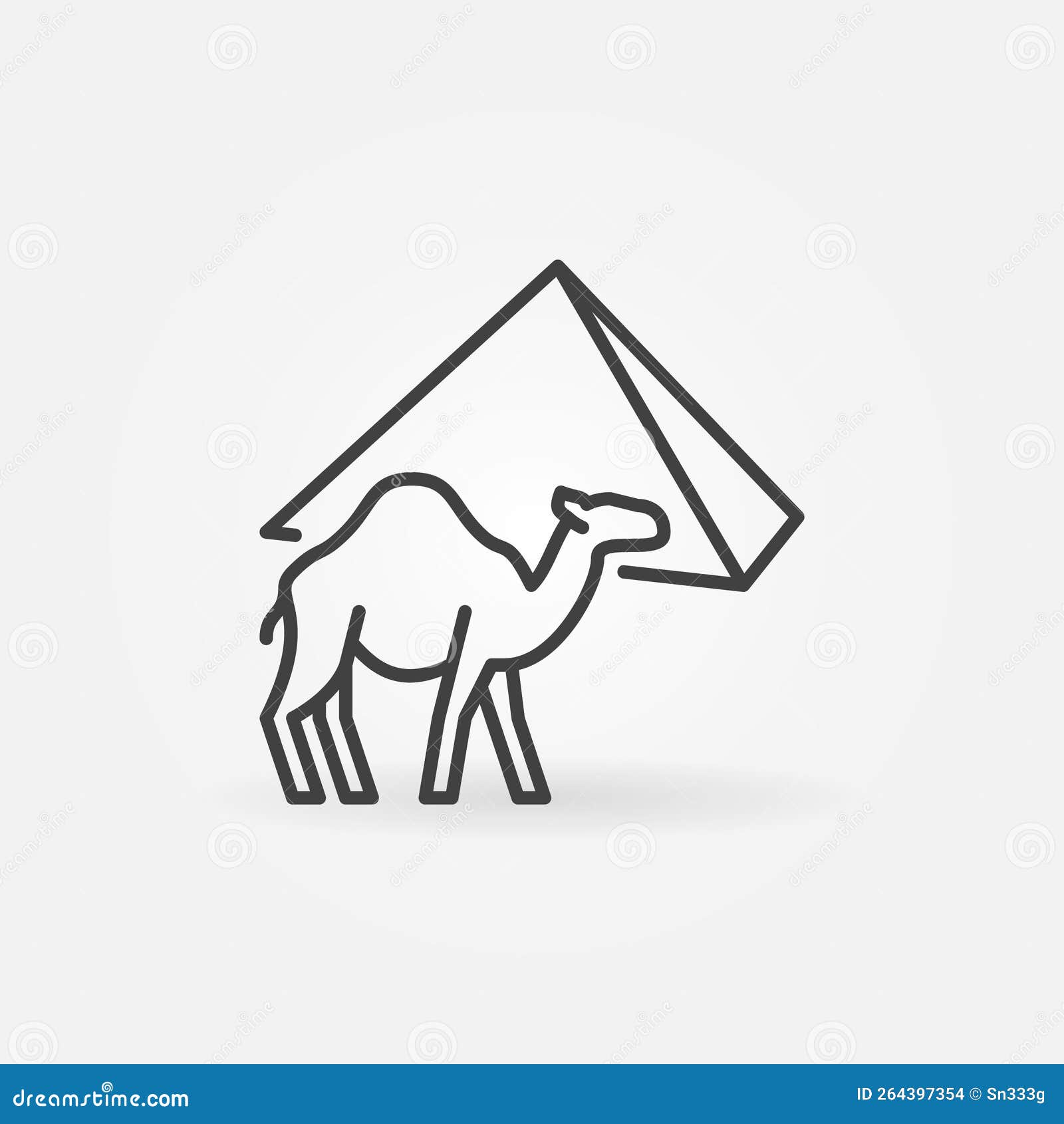 Egyptian Camel and Egypt Pyramid Vector Concept Thin Line Icon or ...