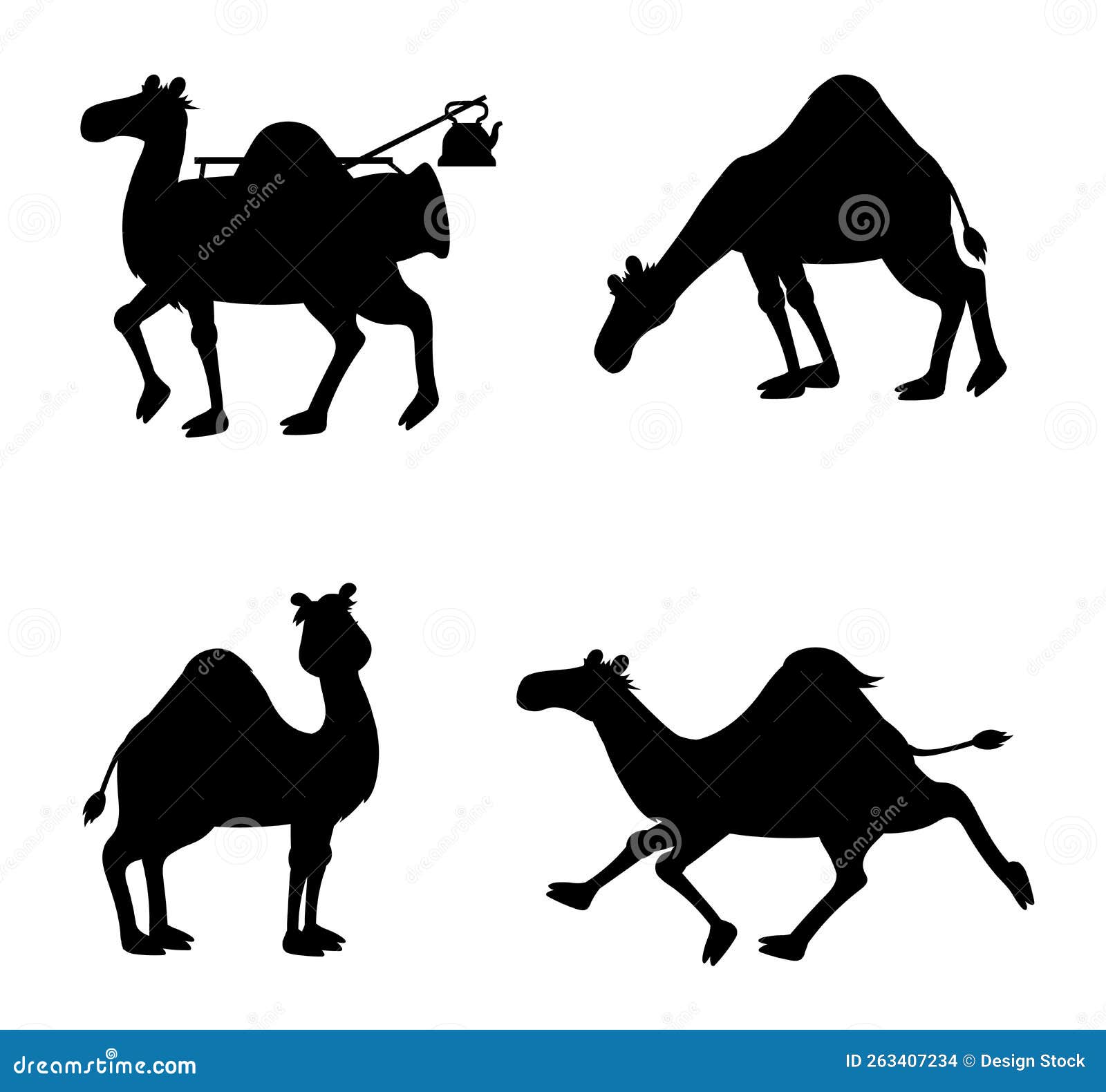 Egyptian Camel Isolated Vector Silhouettes Stock Illustration ...