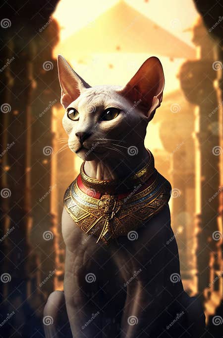 Egyptian cat Sphynx stock illustration. Illustration of religion ...