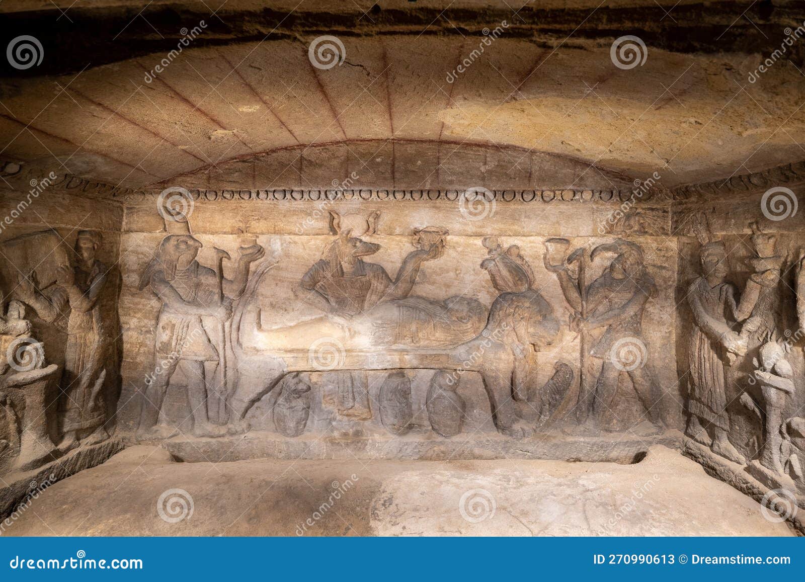 Egyptian Decorations on a Wall in a Tomb Stock Image - Image of flat ...