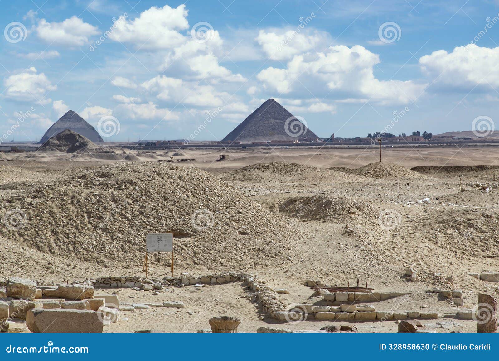 Egyptian Desert Landscape with Pyramids Stock Photo - Image of landmark ...