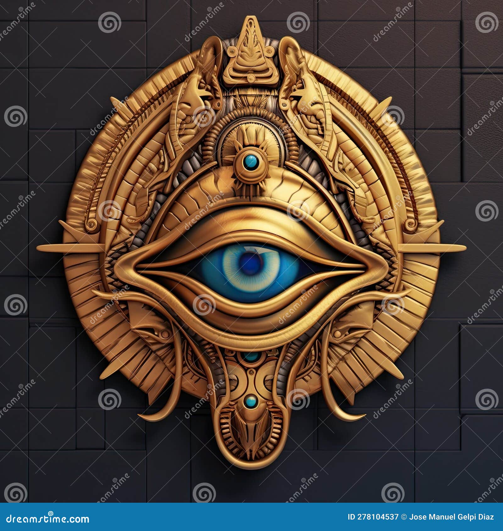 Egyptian Eye Realistic 3d In The Style Of Sculptural Aesthetics