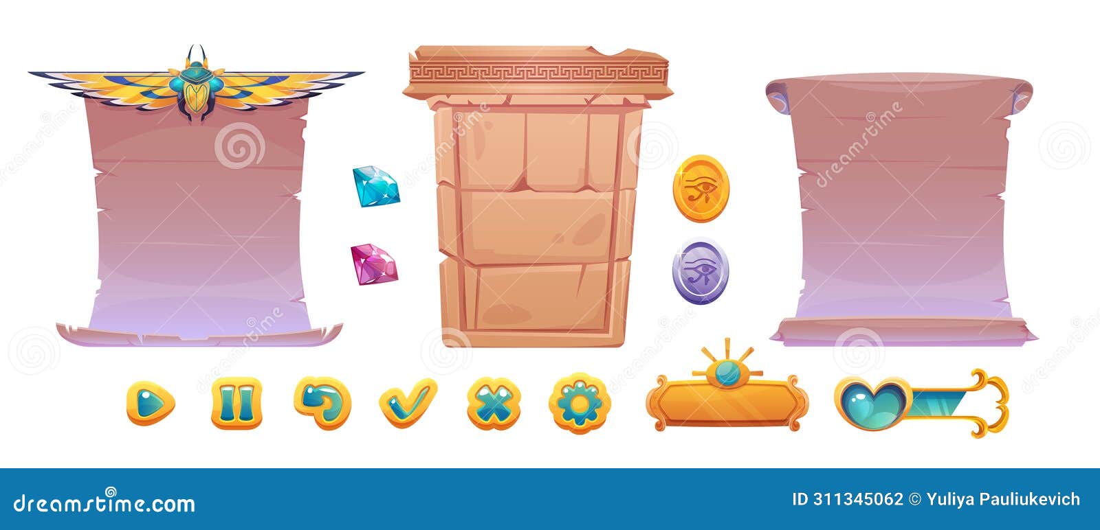 Egyptian Game Borders. Egypt Gui Dividers, Ancient Filigree Divider ...