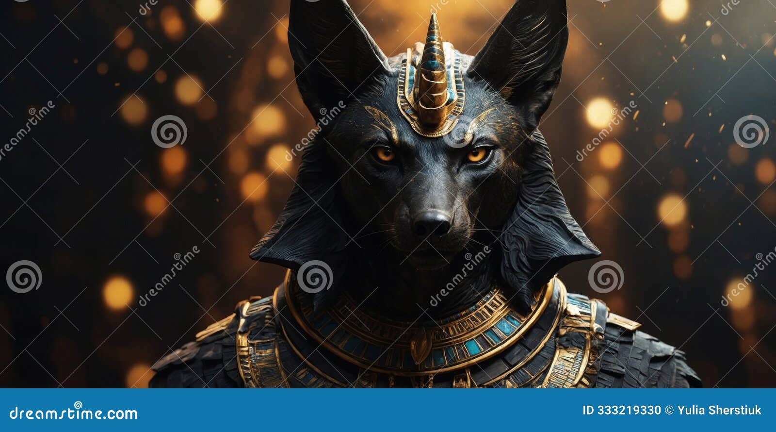 Egyptian God - Jackal Close-up Against The Background Of A Stone Slab ...