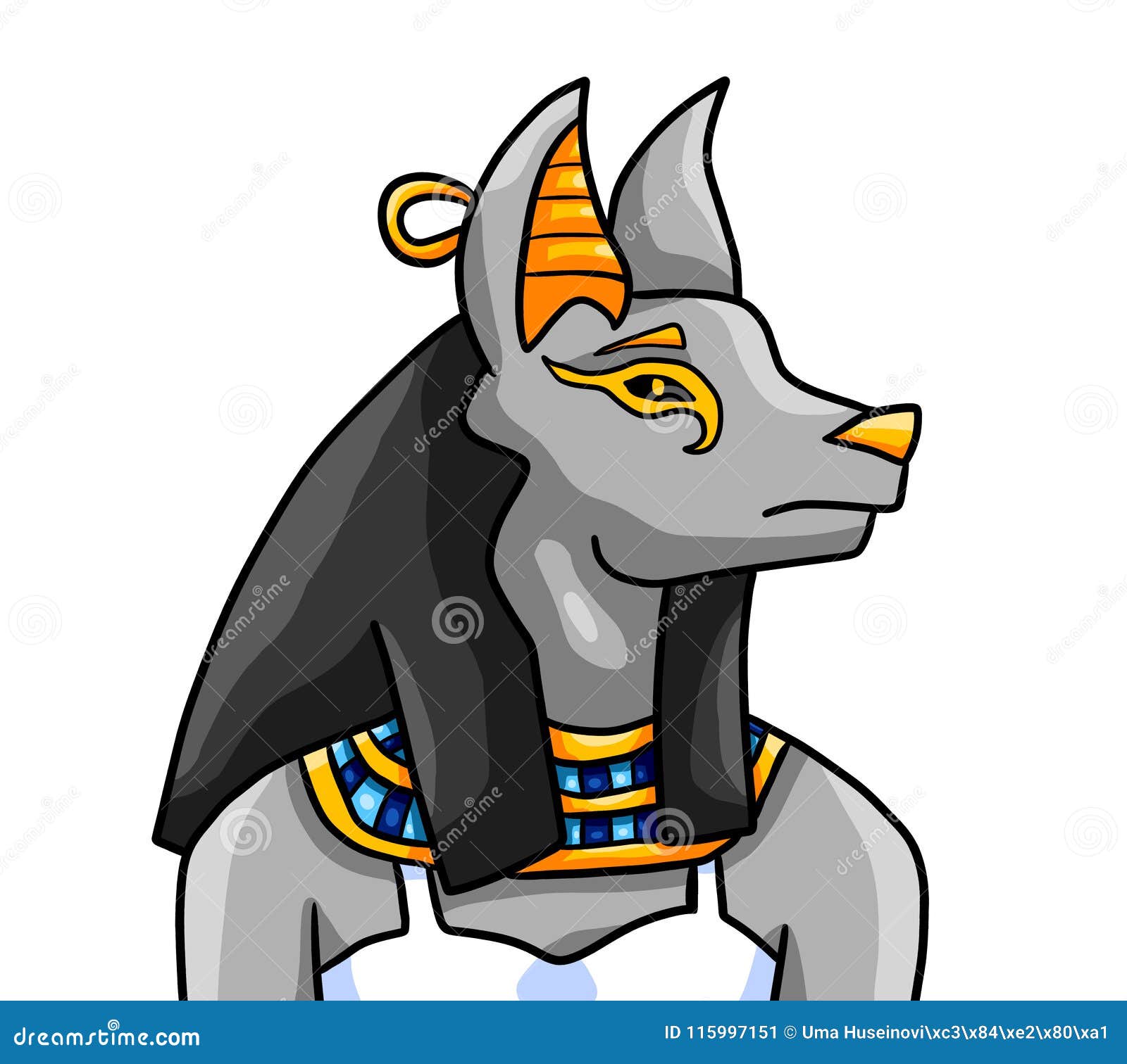 Cat Goddess Bastet Icon In Cartoon Style Isolated On White Background ...