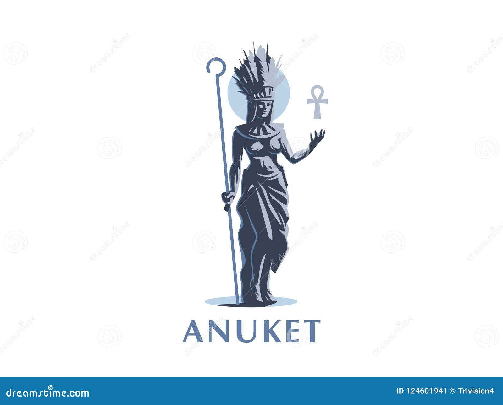 Egyptian Goddess Anuket. Ankh. Feathers Stock Vector - Illustration of ...