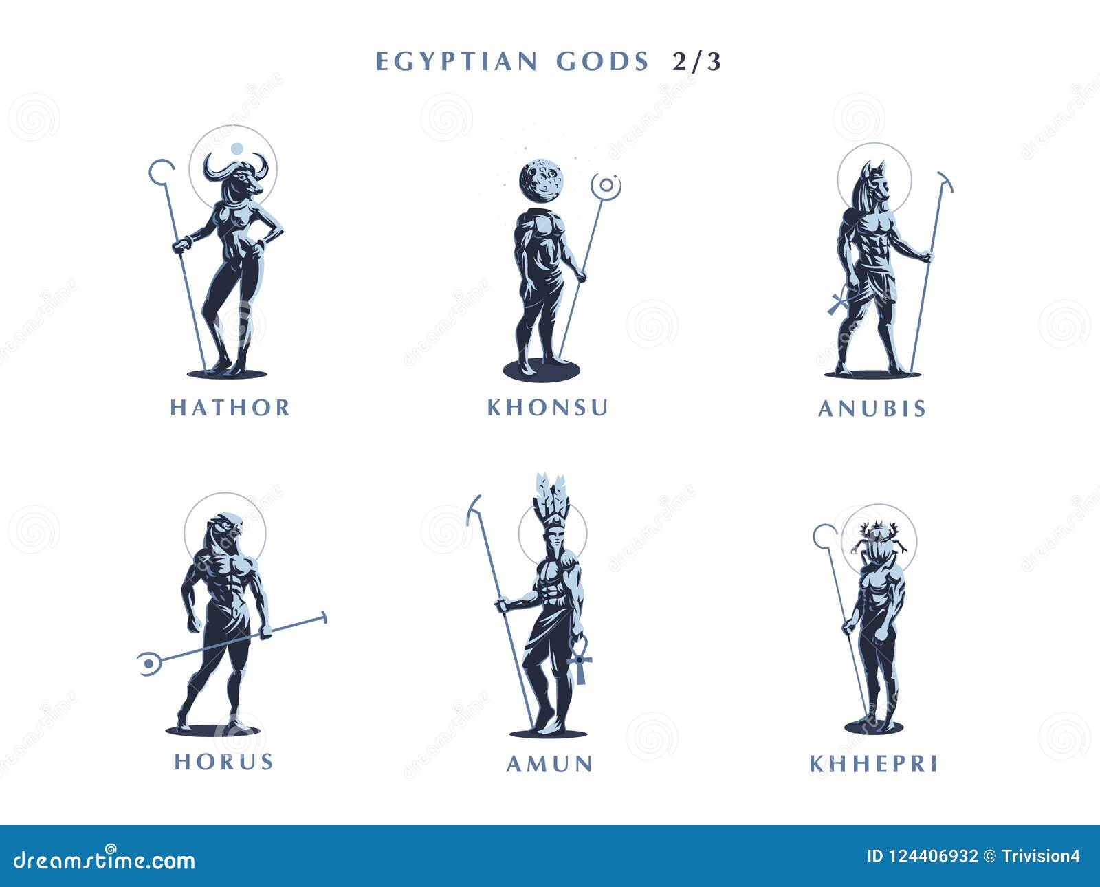 Egyptian Gods. Set of Vector Emblems Stock Vector - Illustration of ...