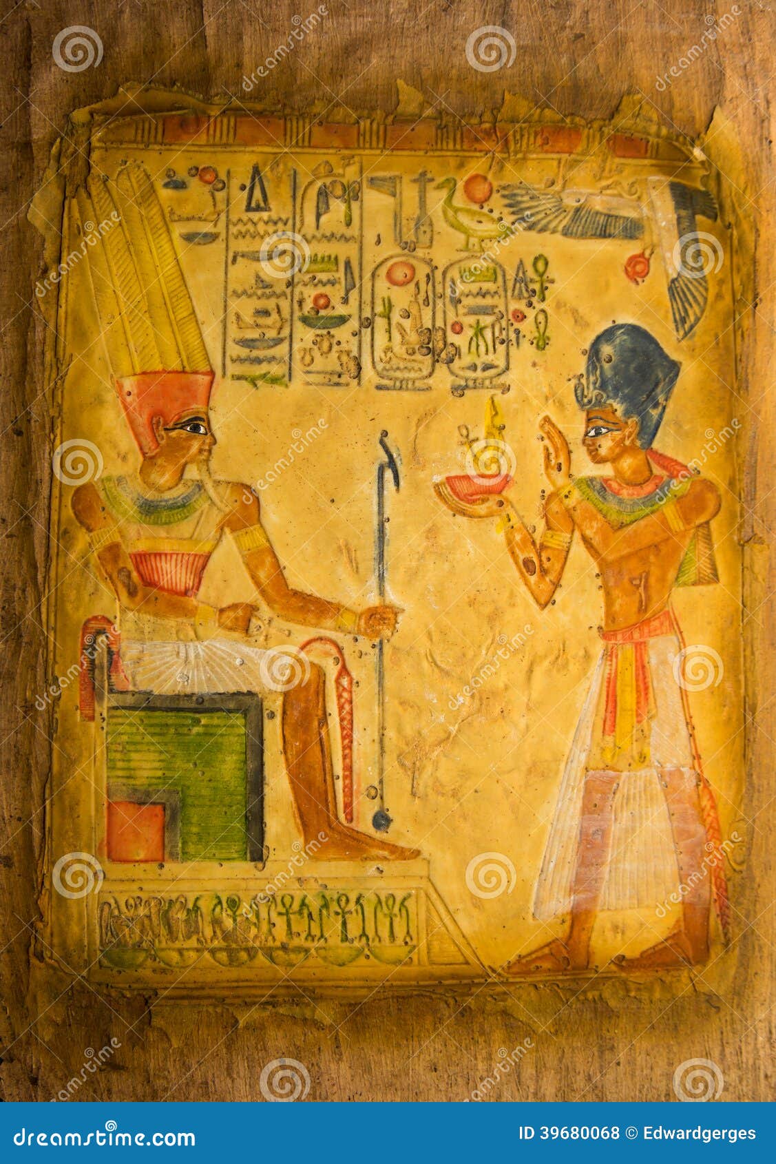 Egyptian Hand Painting on Papyrus Stock Photo - Image of manuscript ...