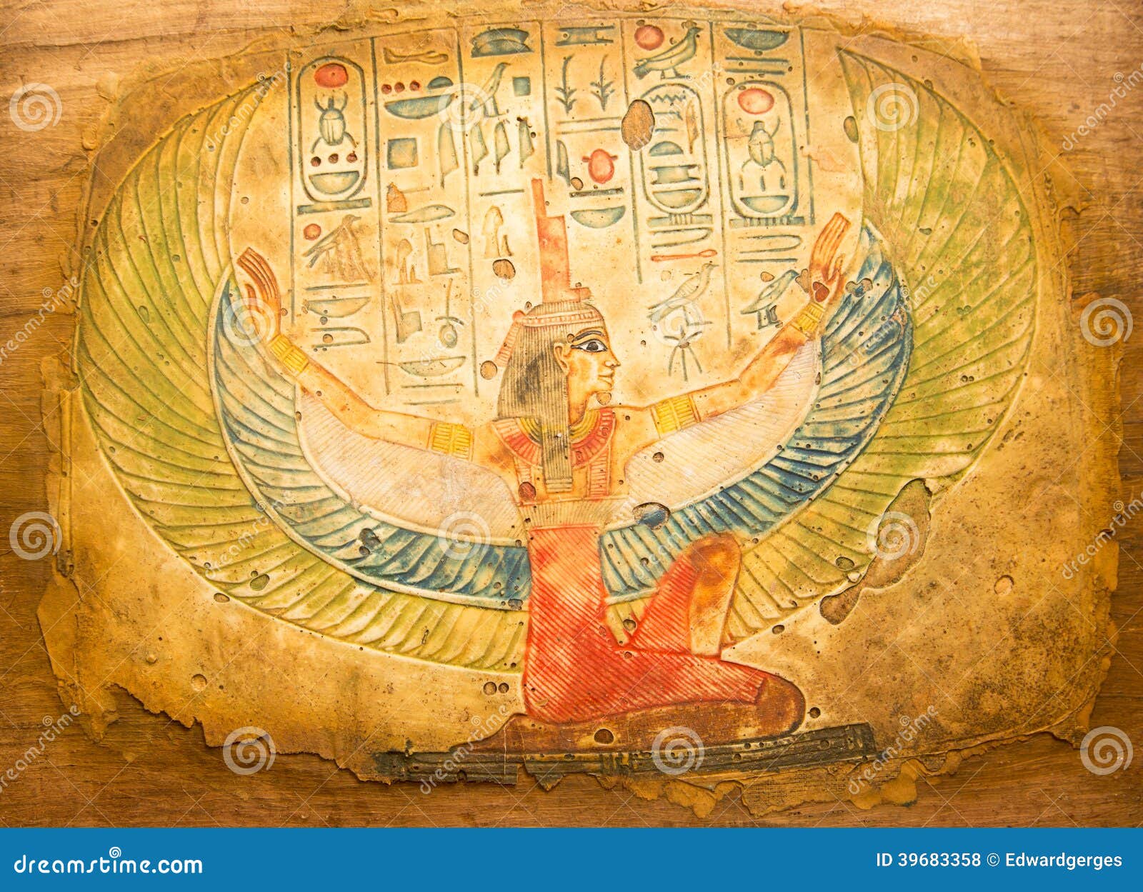 Egyptian Hand Painting on Papyrus Stock Photo - Image of ancient ...