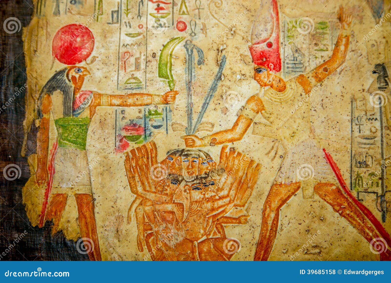 Egyptian Hand Painting on Papyrus Stock Photo - Image of brown ...