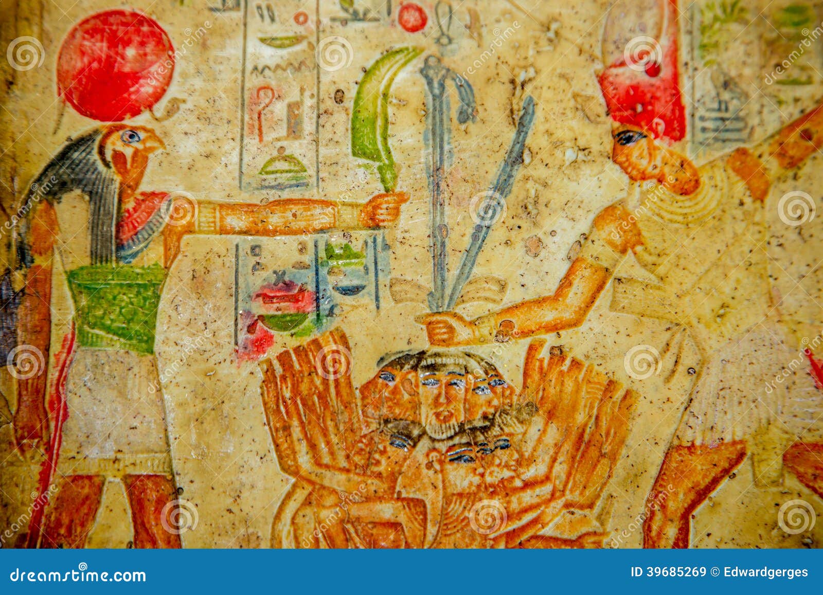 Egyptian Hand Painting on Papyrus Stock Image - Image of ornament, aged ...