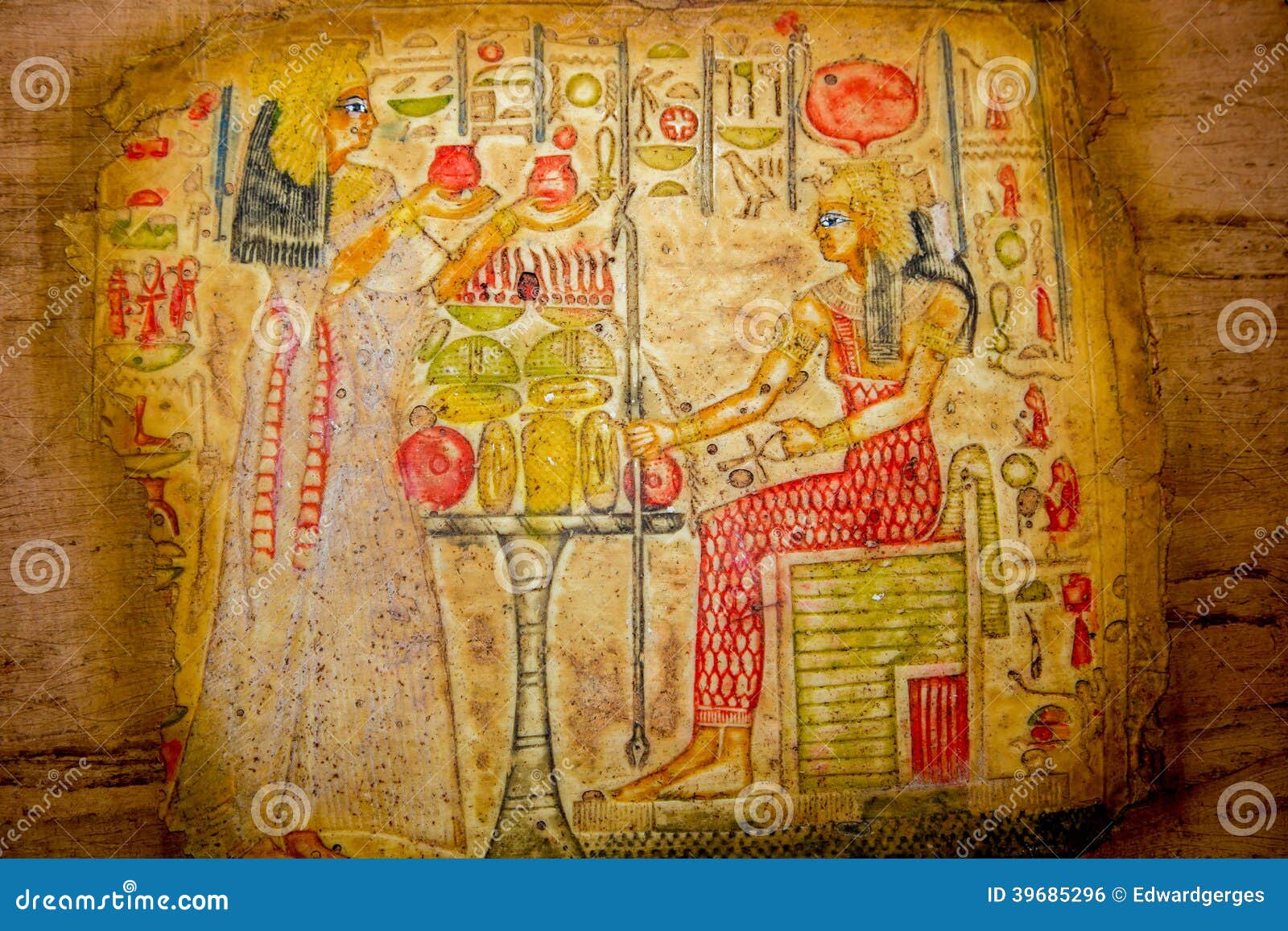 Egyptian Hand Painting on Papyrus Stock Photo - Image of natural ...