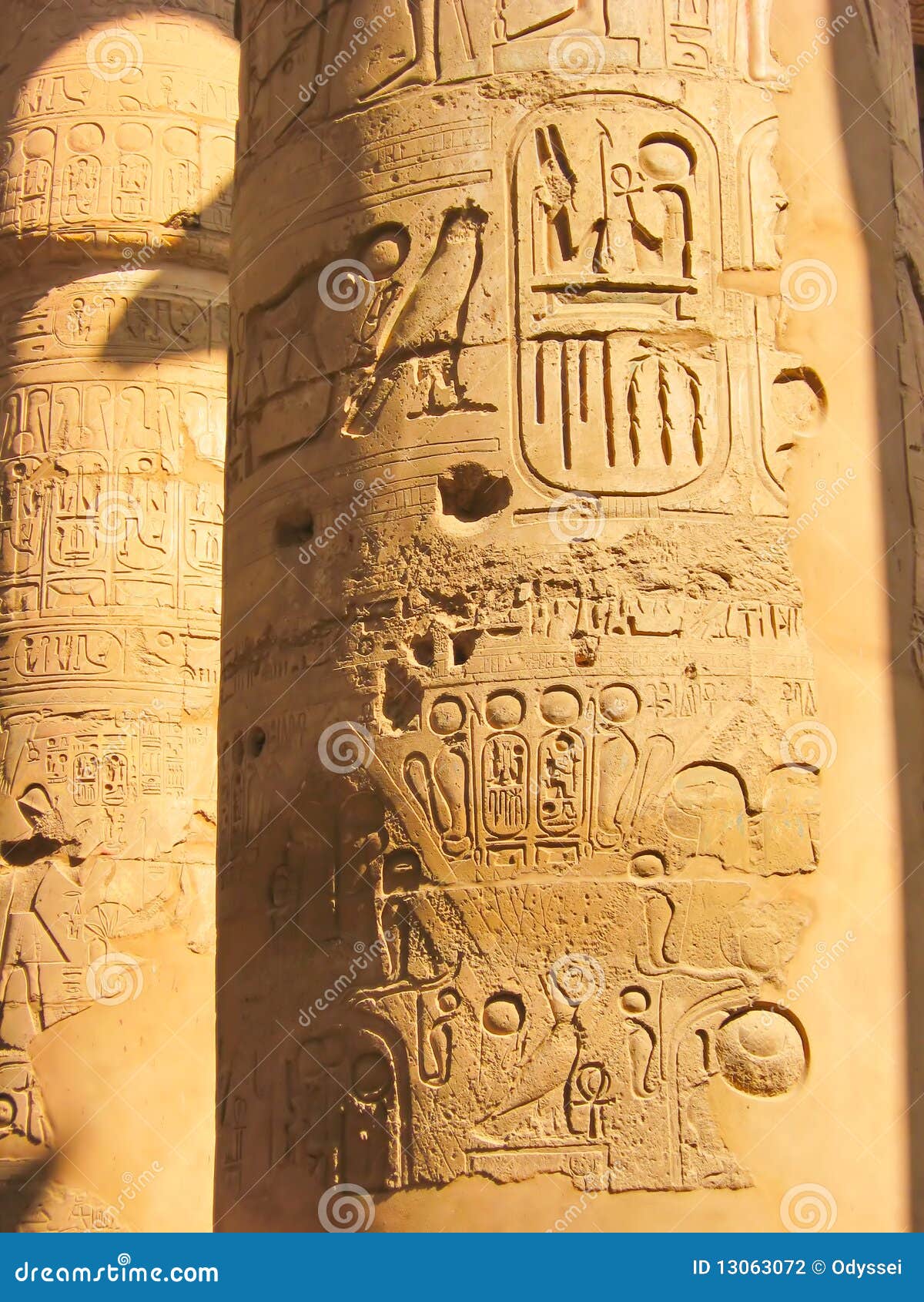 Egyptian Hieroglyphics on the Stone Column Stock Photo - Image of ...