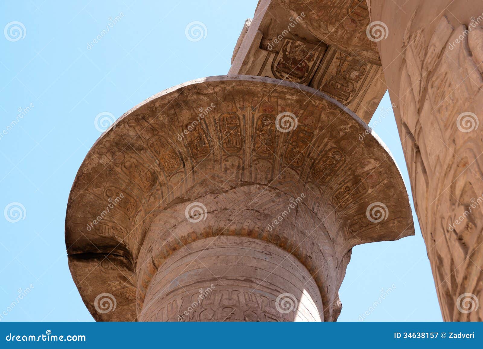 Egyptian Hieroglyphs on the Columns of Karnak Temple Stock Image ...