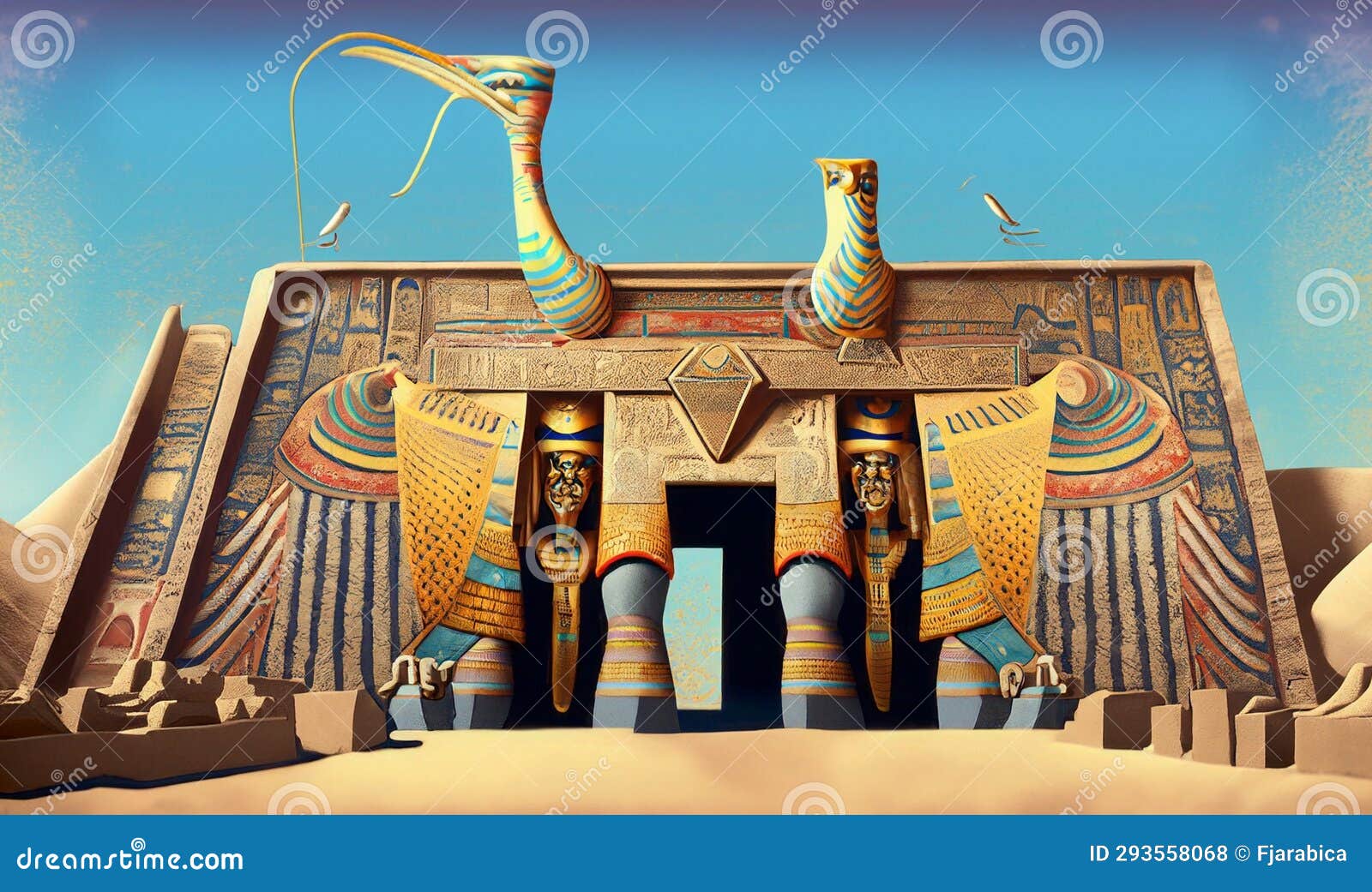 Egyptian Historical Monuments Stock Illustration - Illustration of ...