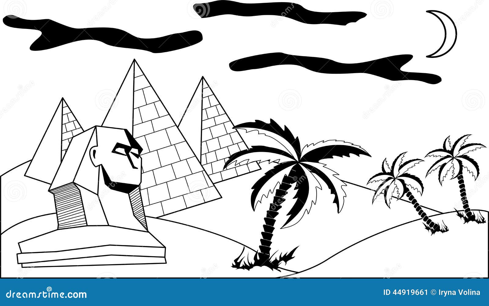 Egyptian landscape stock vector. Illustration of palm - 44919661
