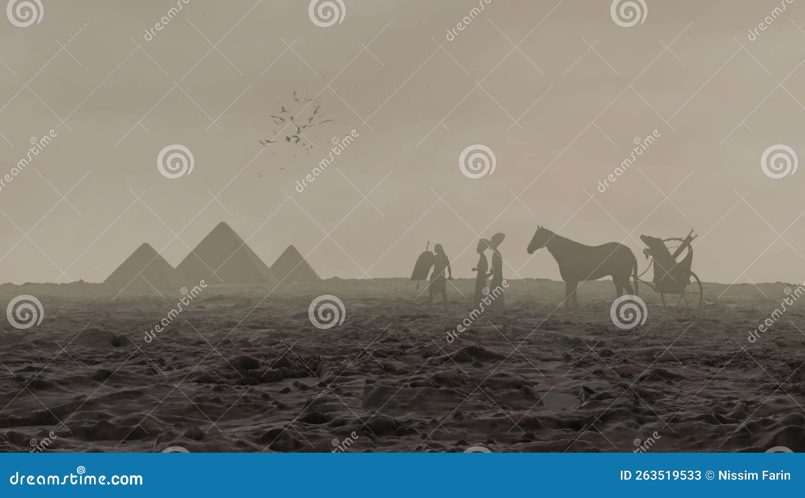 Egyptian Last Pharaoh Queen Cleopatra Looking at the Pyramids Stock ...