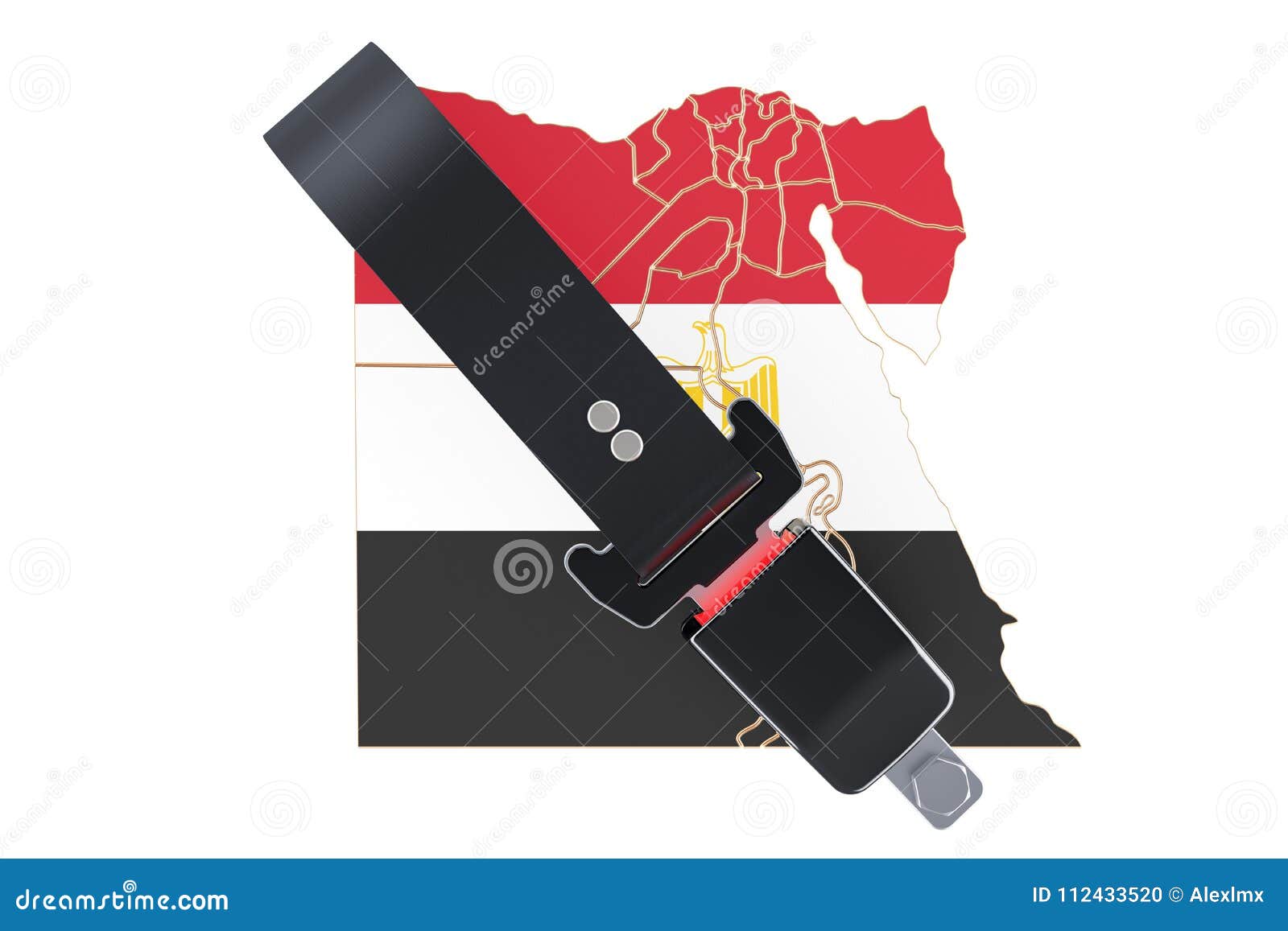 Egyptian Map with Safety Belt. Security and Protect or Insurance Stock ...