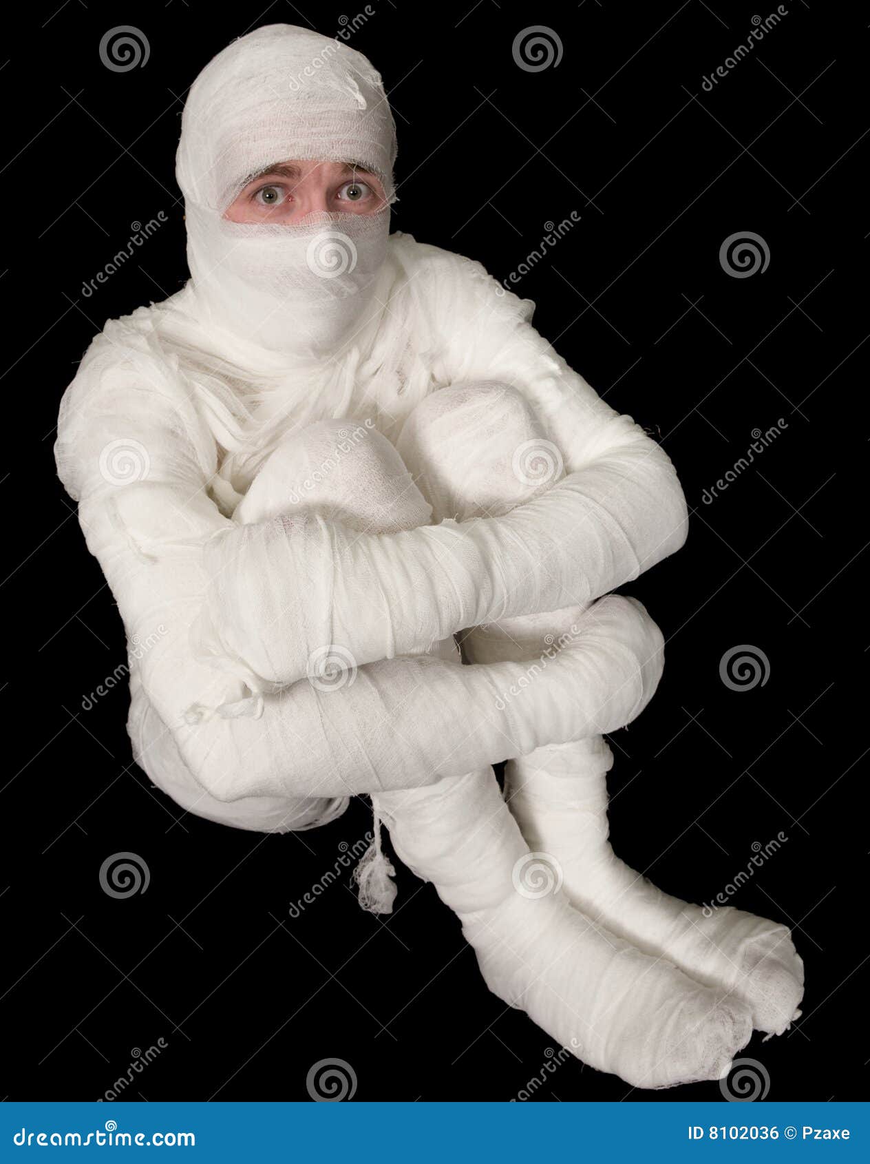 Egyptian Mummy Emo Sitting On A Black Stock Photo - Image of black ...