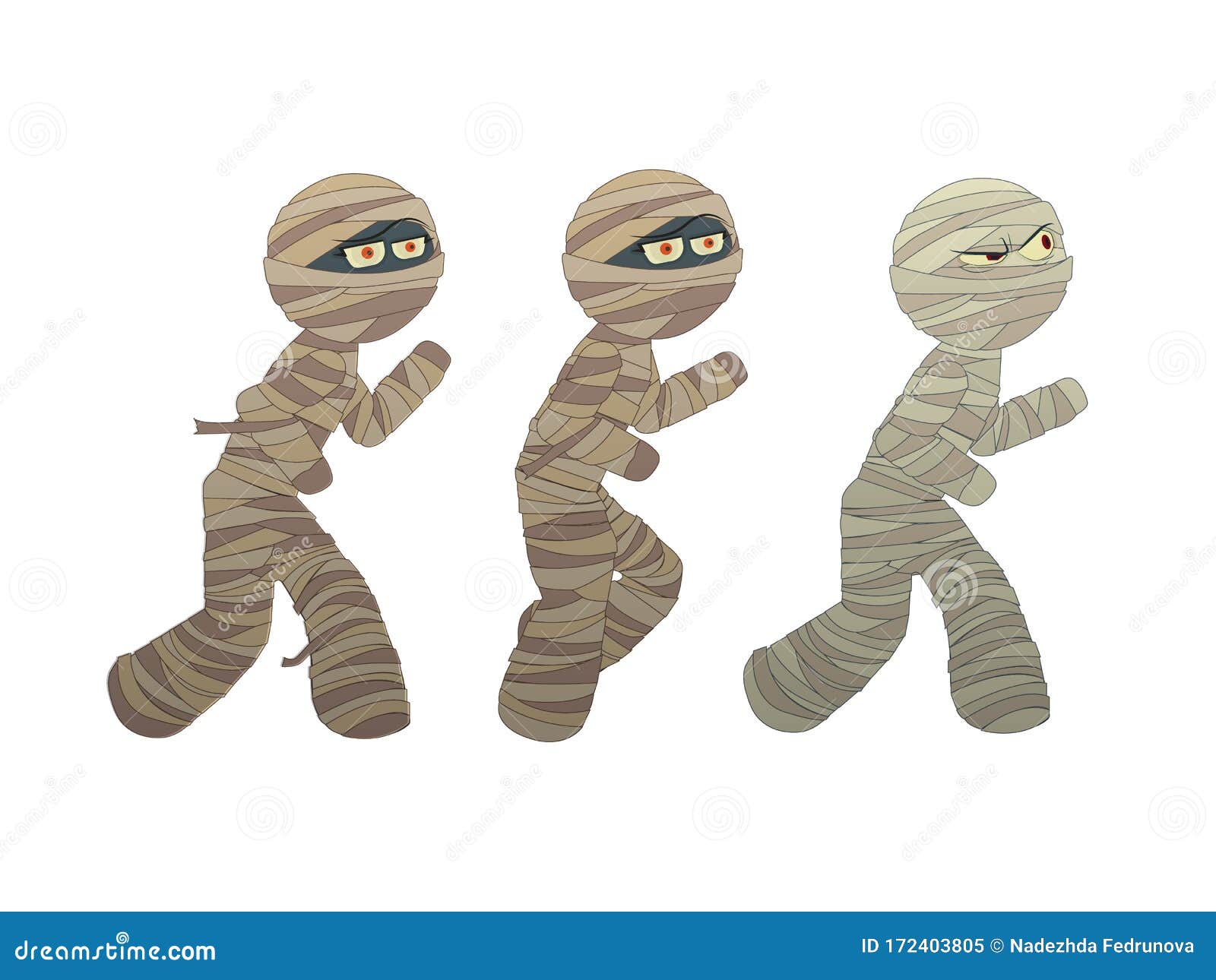 Egyptian Mummy N Two Versions. Stock Vector - Illustration of ghost ...