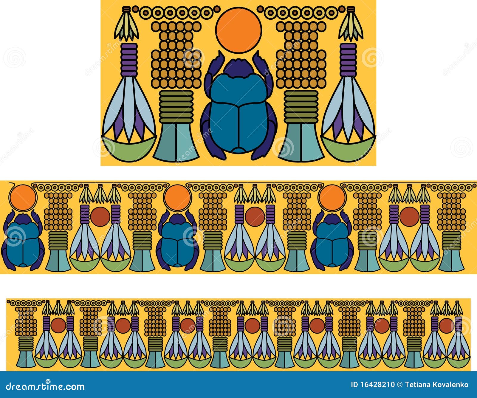 Egyptian Ornament Draws A Tomb Of Thebes, Vintage Engraving Vector ...