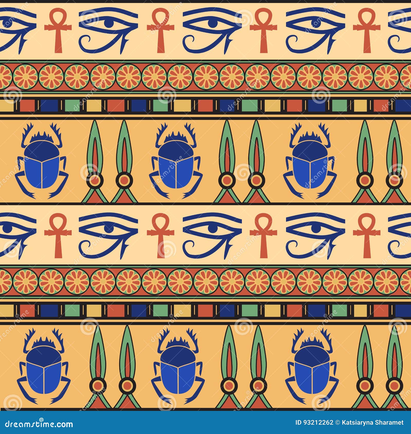 Egyptian Ornament Draws A Tomb Of Thebes, Vintage Engraving Vector ...