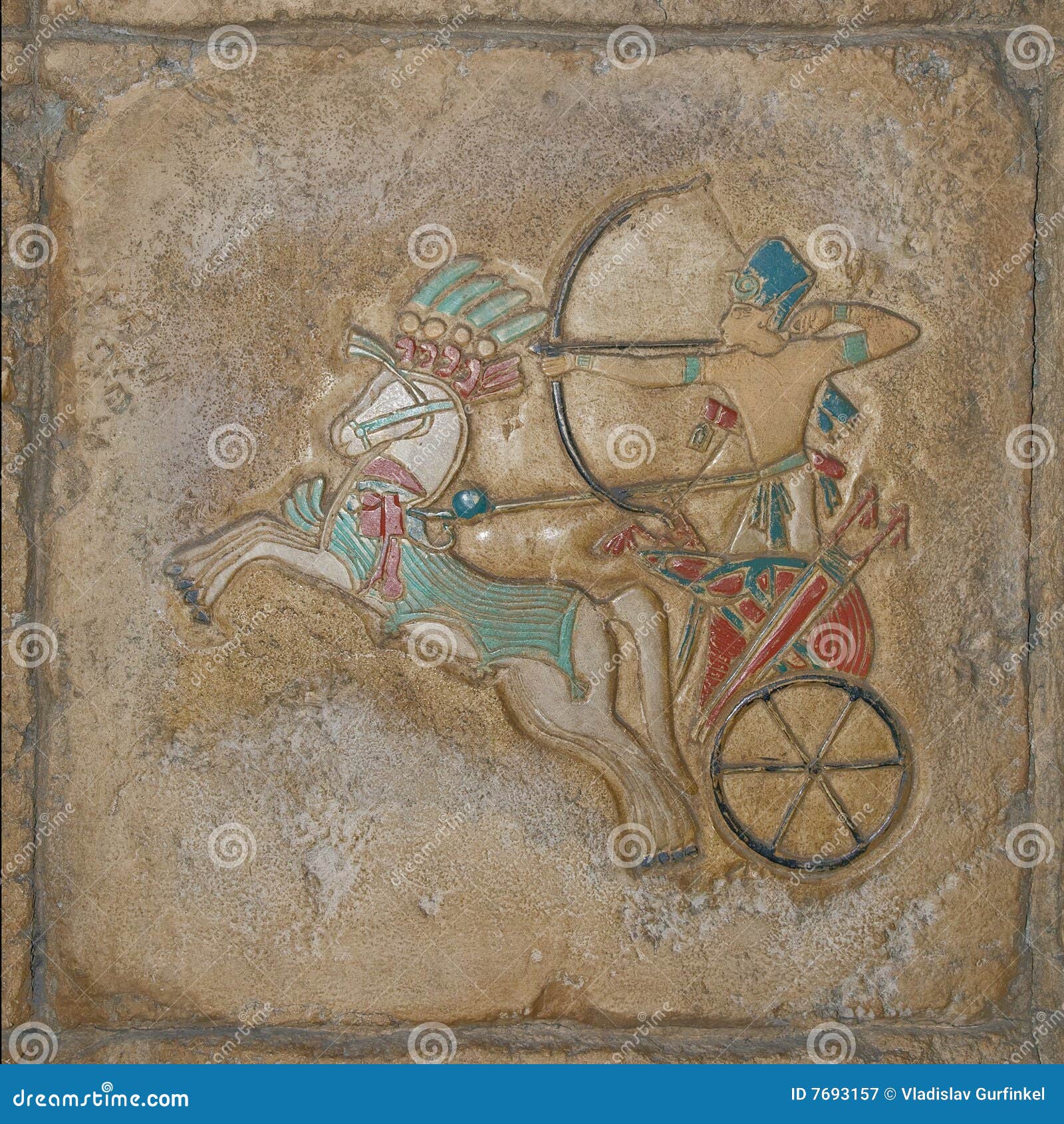 Egyptian painted relief stock image. Image of desert, pharaoh - 7693157