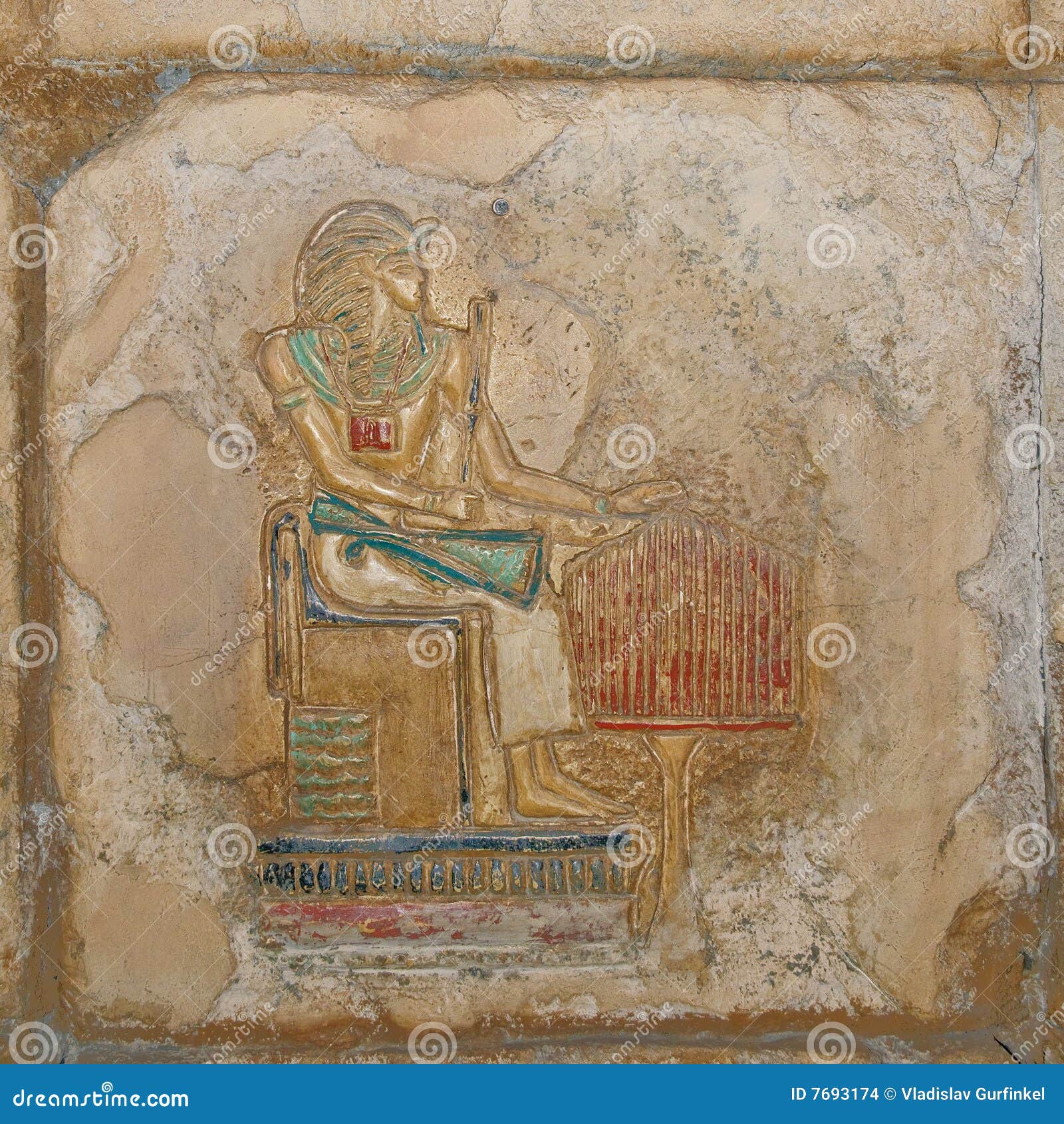 Egyptian painted relief stock photo. Image of script, vintage - 7693174