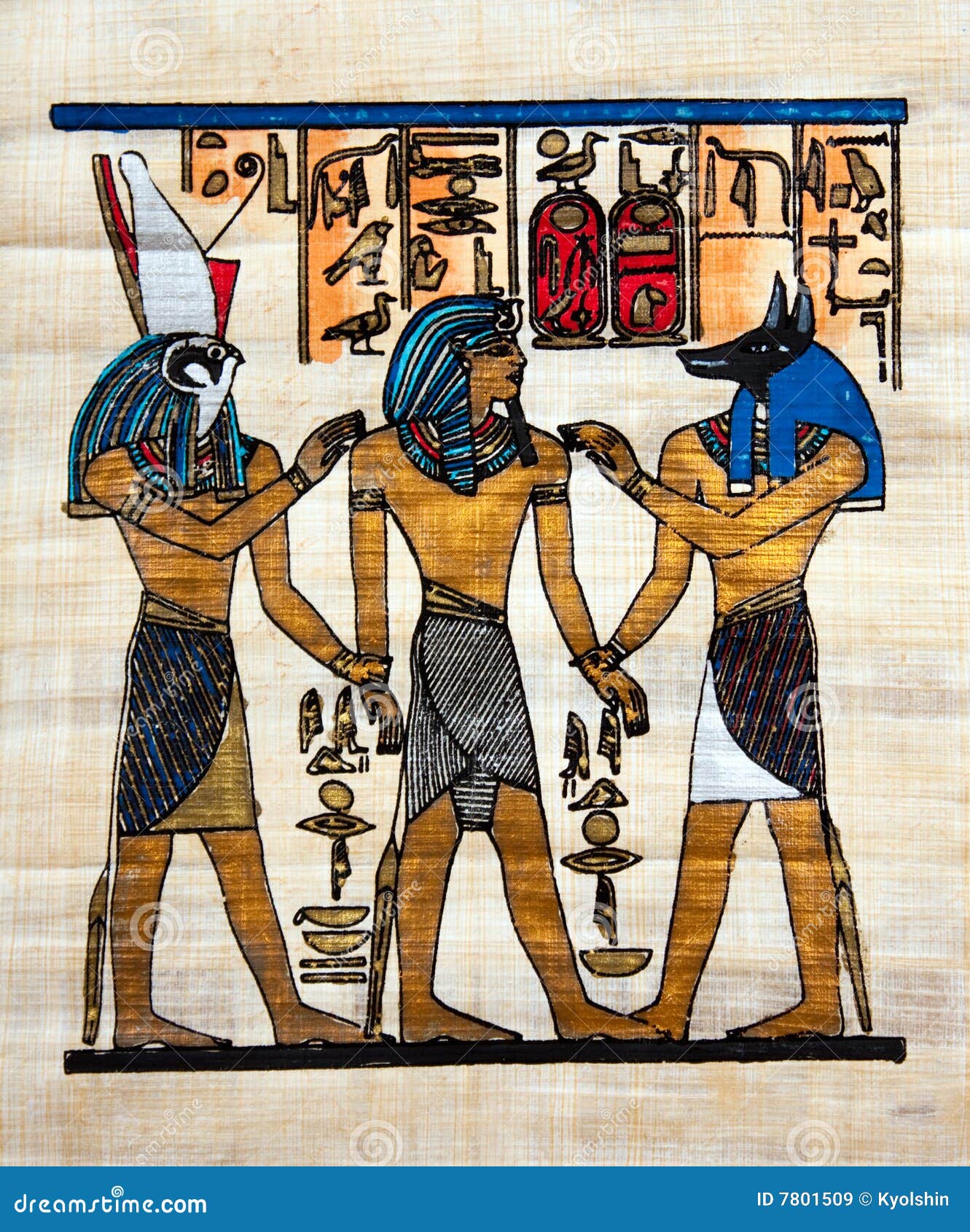 Egyptian Papyrus painting stock image. Image of hieroglyphics - 7801509