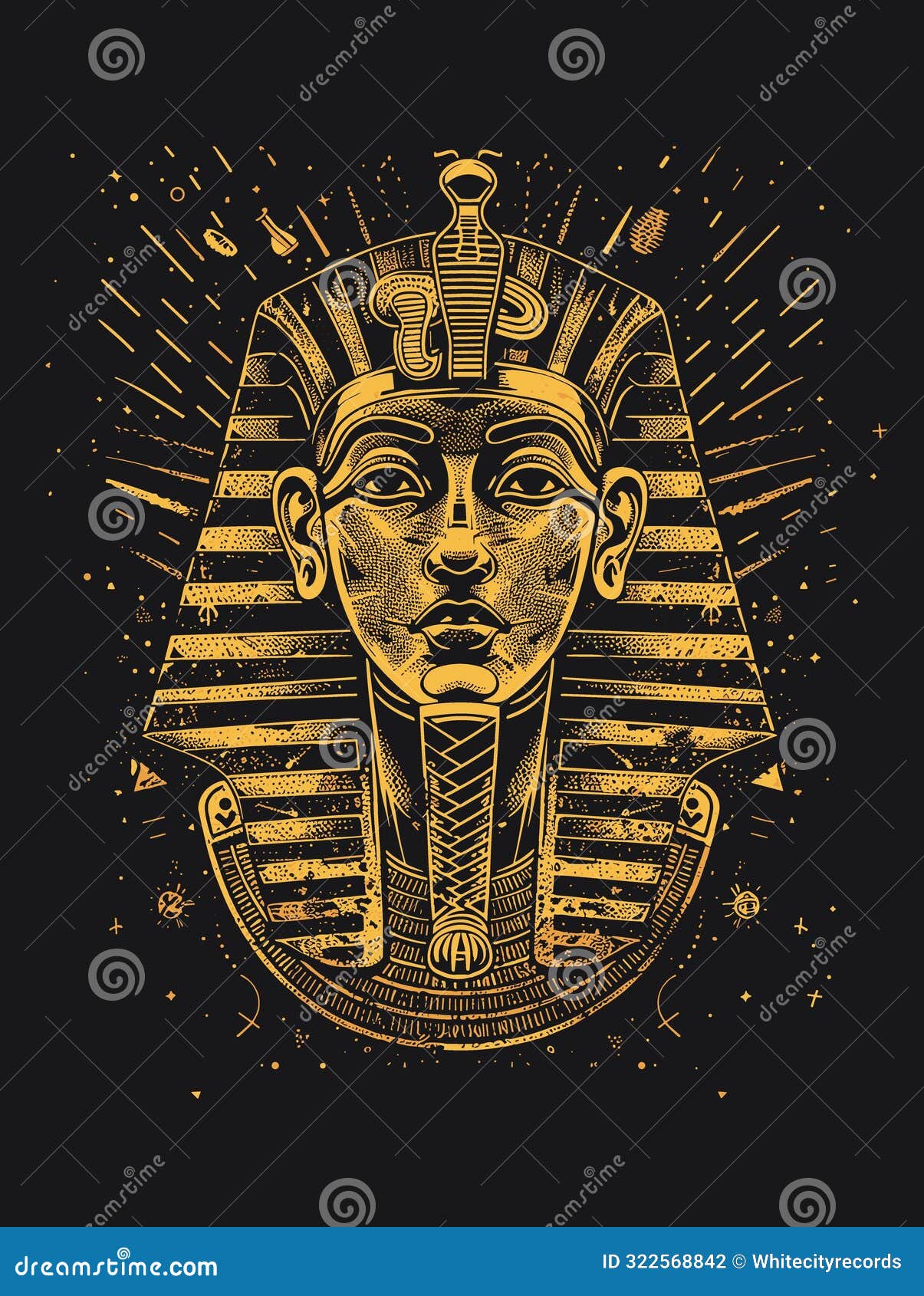 Egyptian Pharaoh. Hand Drawn Vector Illustration for T-shirt Stock ...