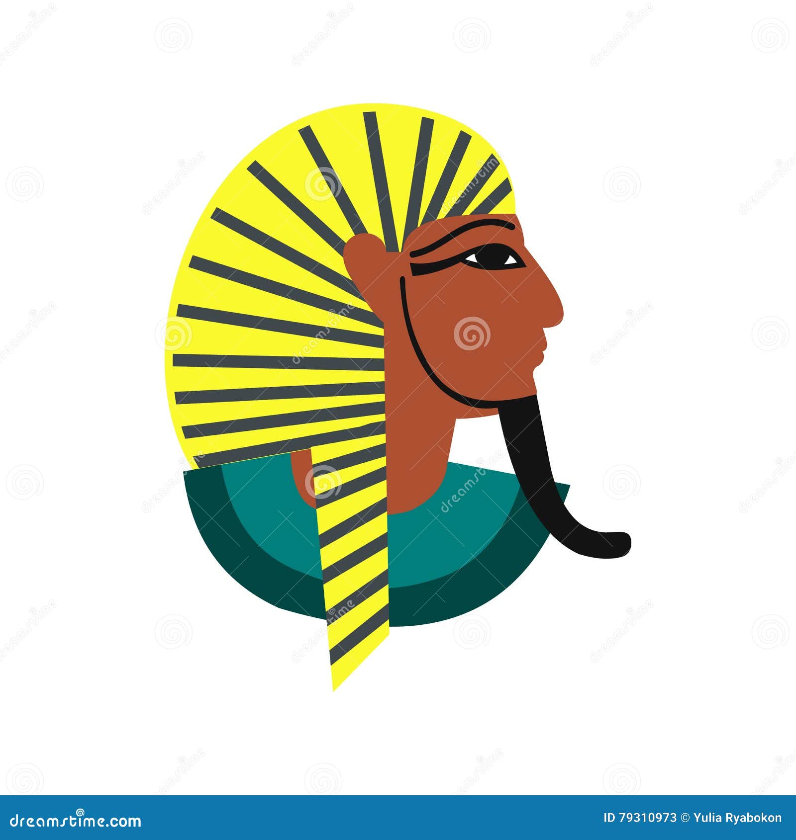Egyptian Pharaoh Icon, Flat Style Stock Vector - Illustration of golden ...