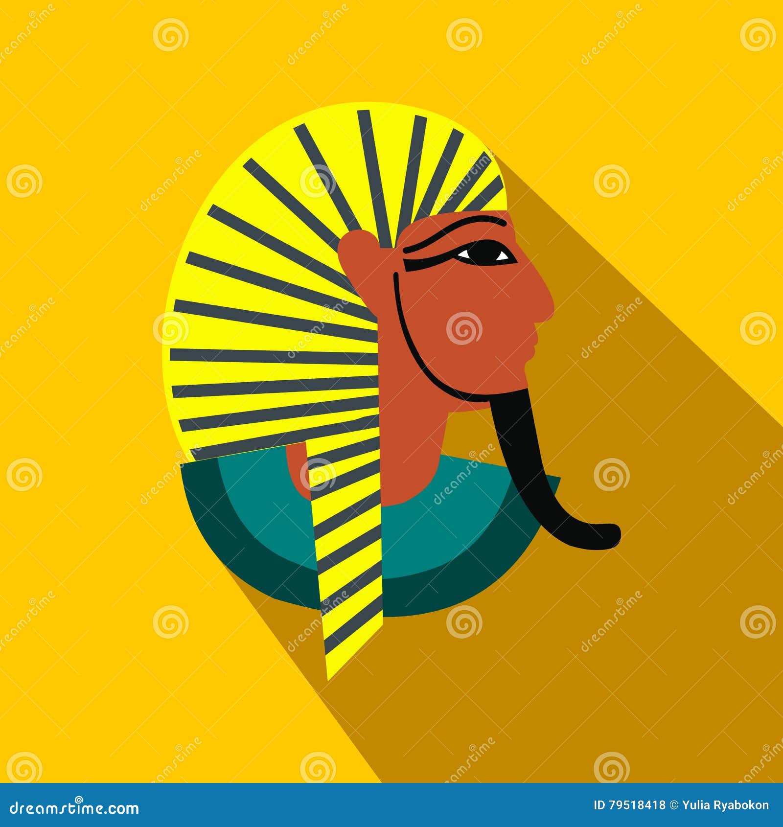 Egyptian Pharaoh Icon, Flat Style Stock Vector - Illustration of place ...