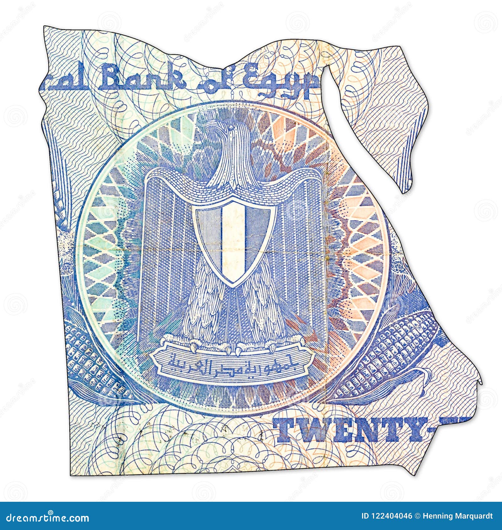 25 Egyptian Pound Bank Note Reverse in Shape of Egypt Stock Photo ...