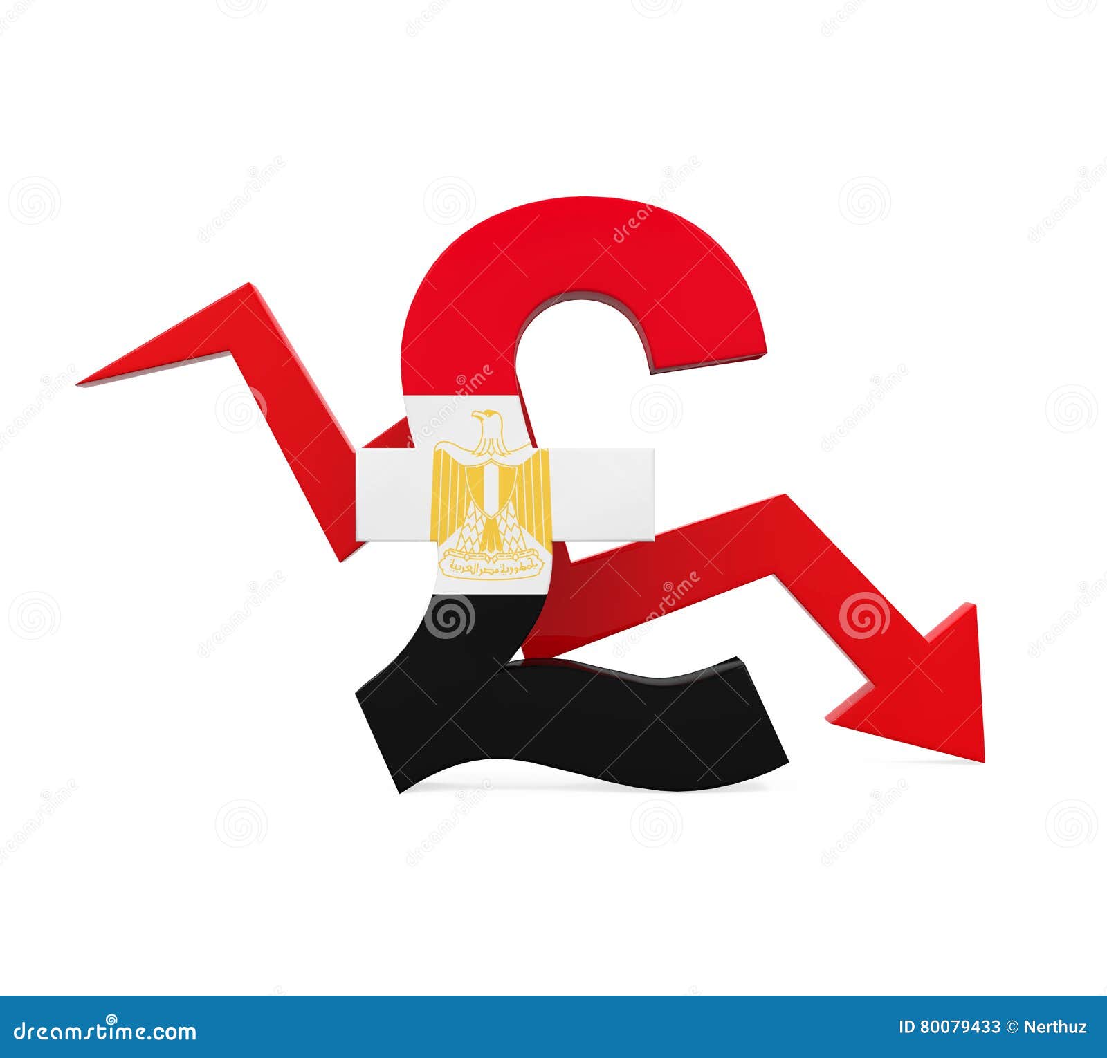 Egyptian Pound Symbol and Red Arrow Stock Illustration - Illustration ...