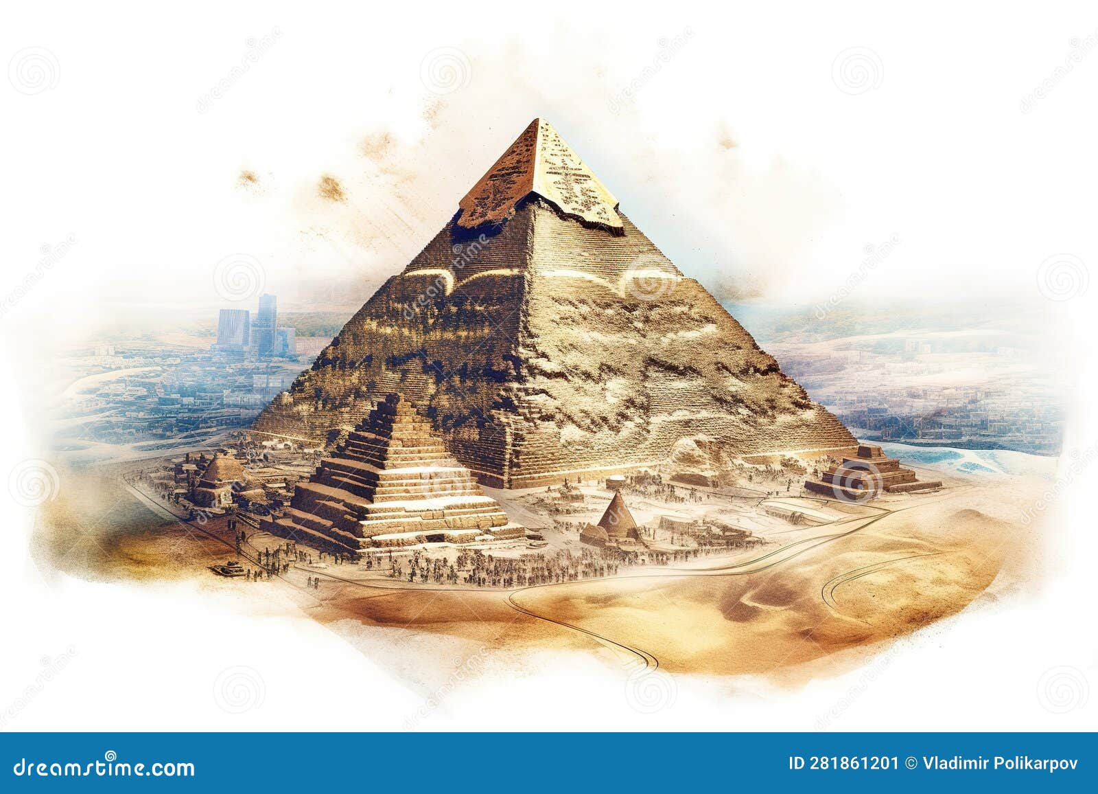 Egyptian Pyramid Isolated on White Background. Generated by AI Stock ...
