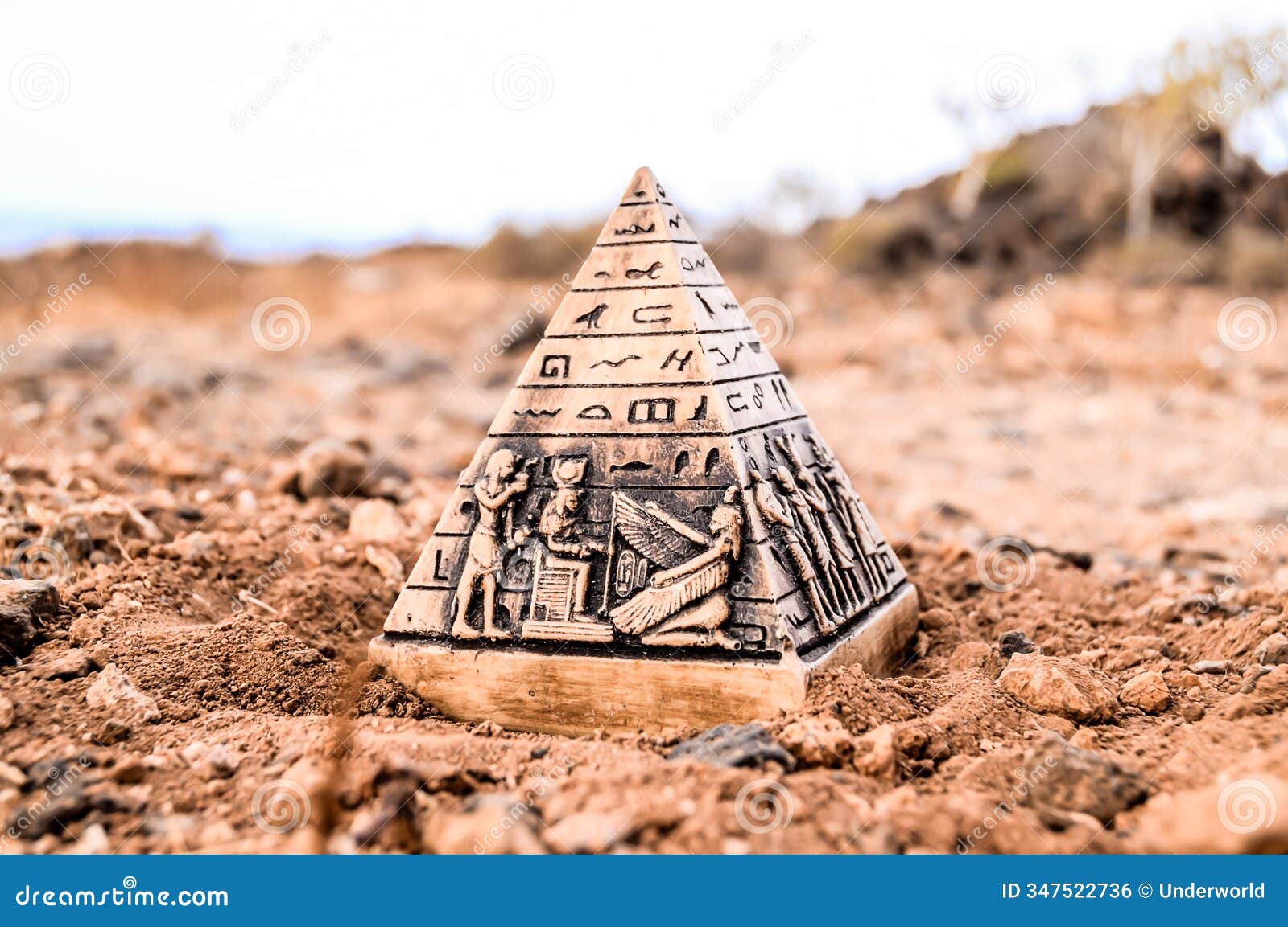Egyptian Pyramid Model Miniature Stock Photo - Image of camel, beach ...
