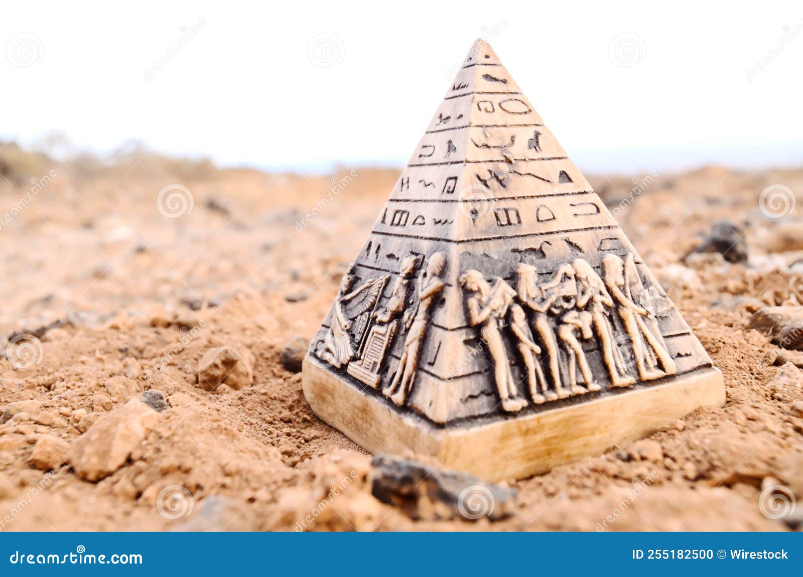 Egyptian Pyramid Model Miniature in the Rocky Desert Editorial Image ...