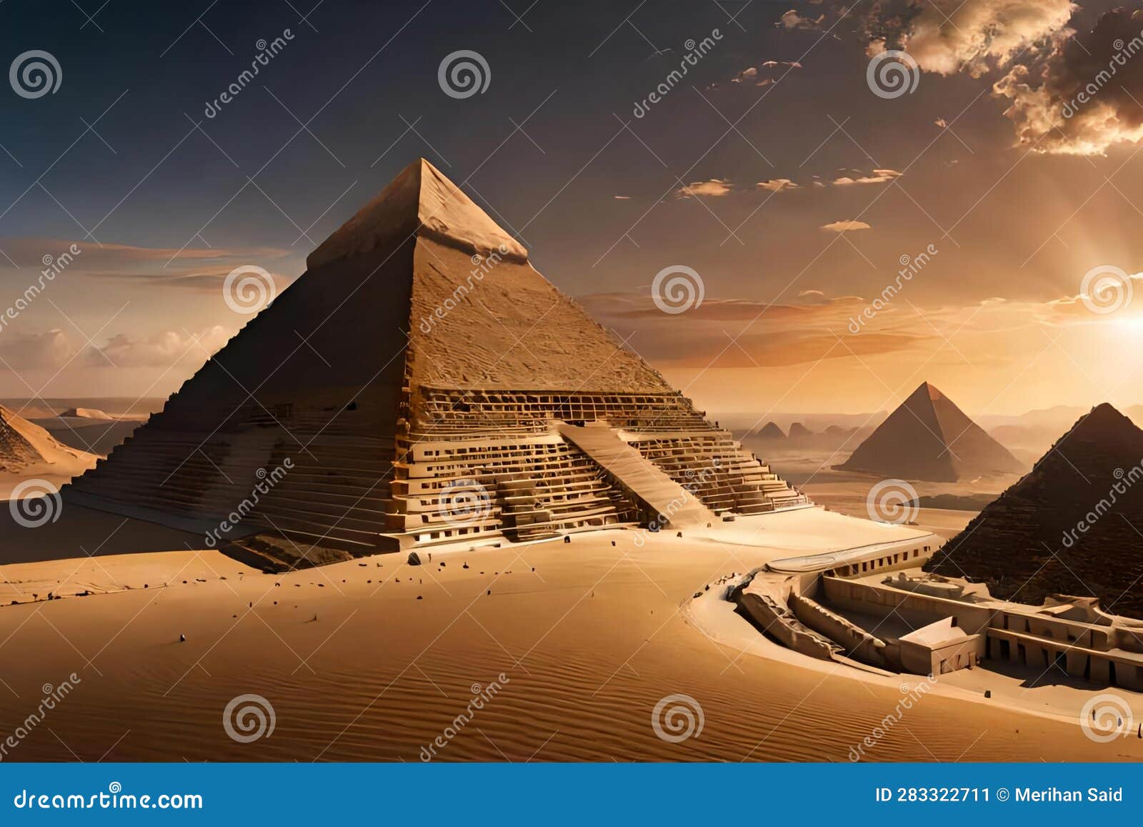 Egyptian Pyramid in Sand Desert Created with Generative AI. Stock Image ...