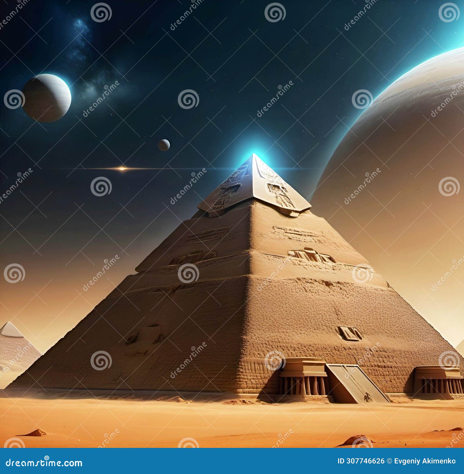 Egyptian Pyramid in Space among the Planets Stock Illustration ...
