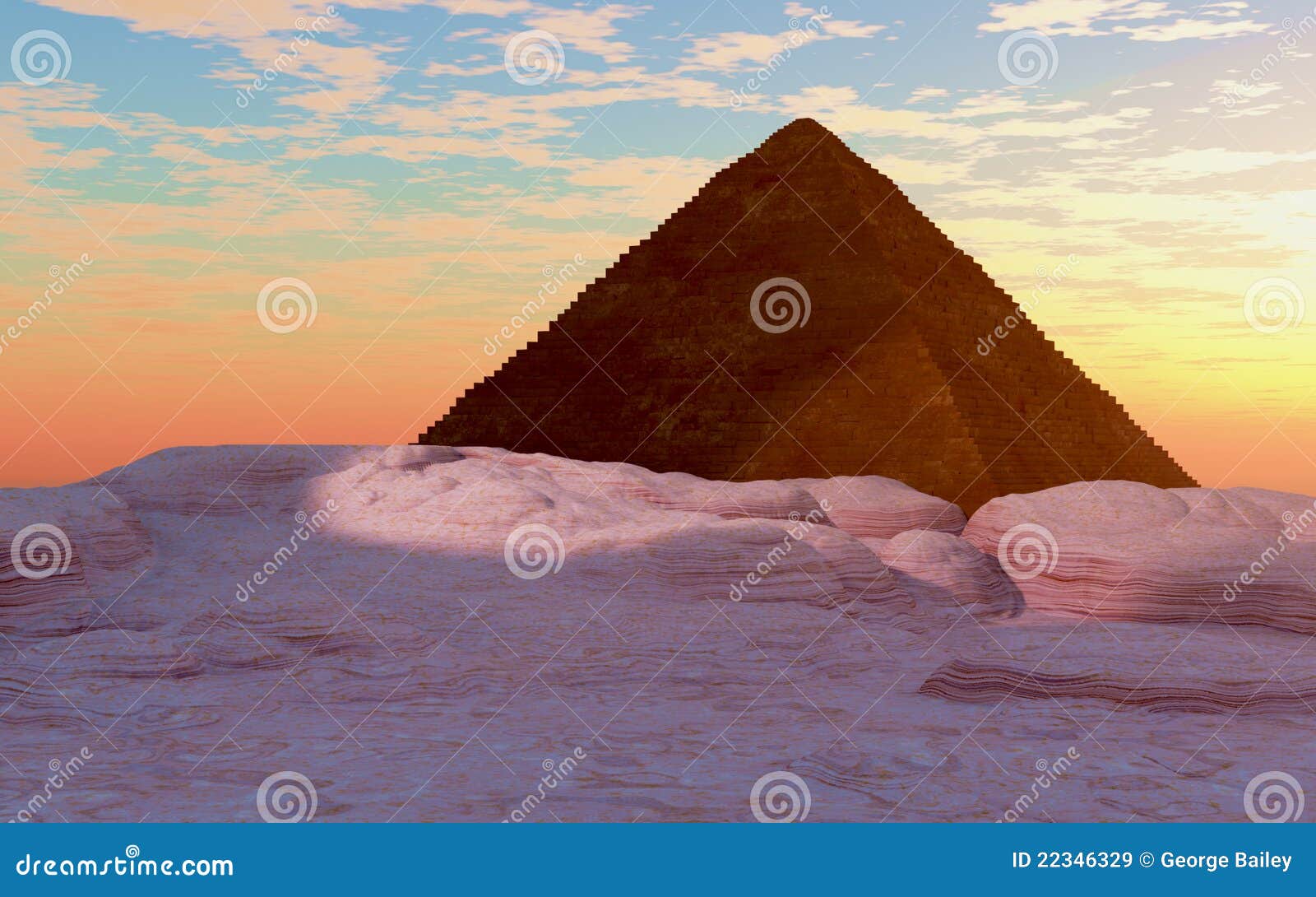 Egyptian Pyramid at Sunset stock illustration. Illustration of sunset ...