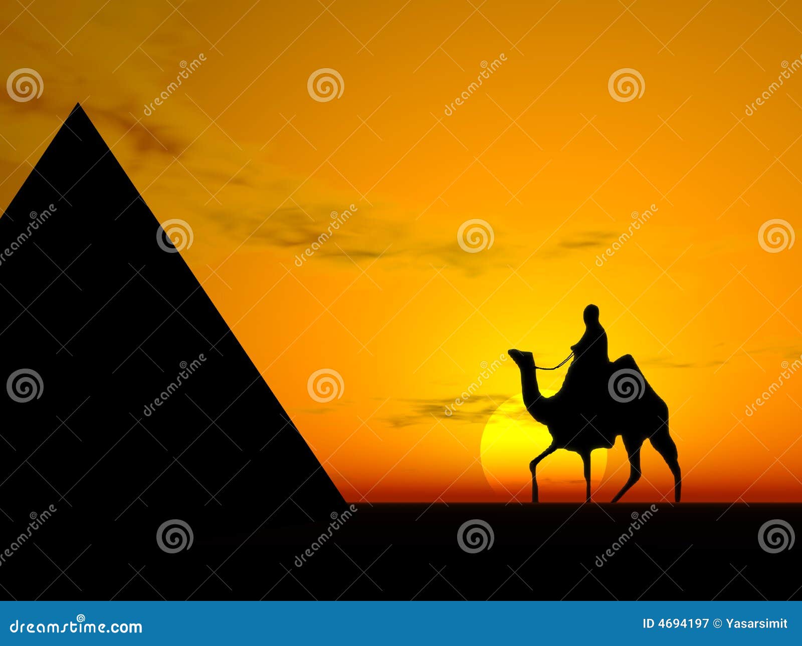 Egyptian pyramid scene stock illustration. Illustration of golden - 4694197