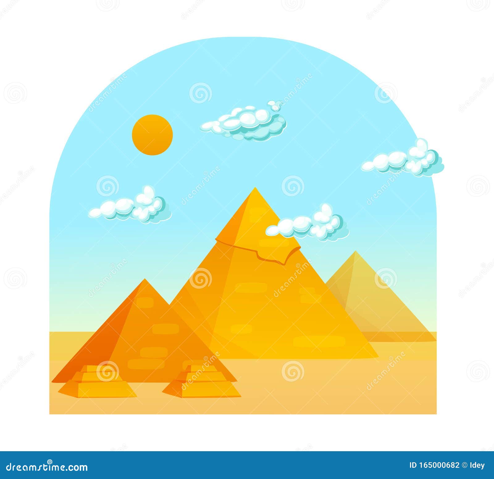 Egyptian Pyramids Against the Sky with Clouds Cartoon Vector Stock ...