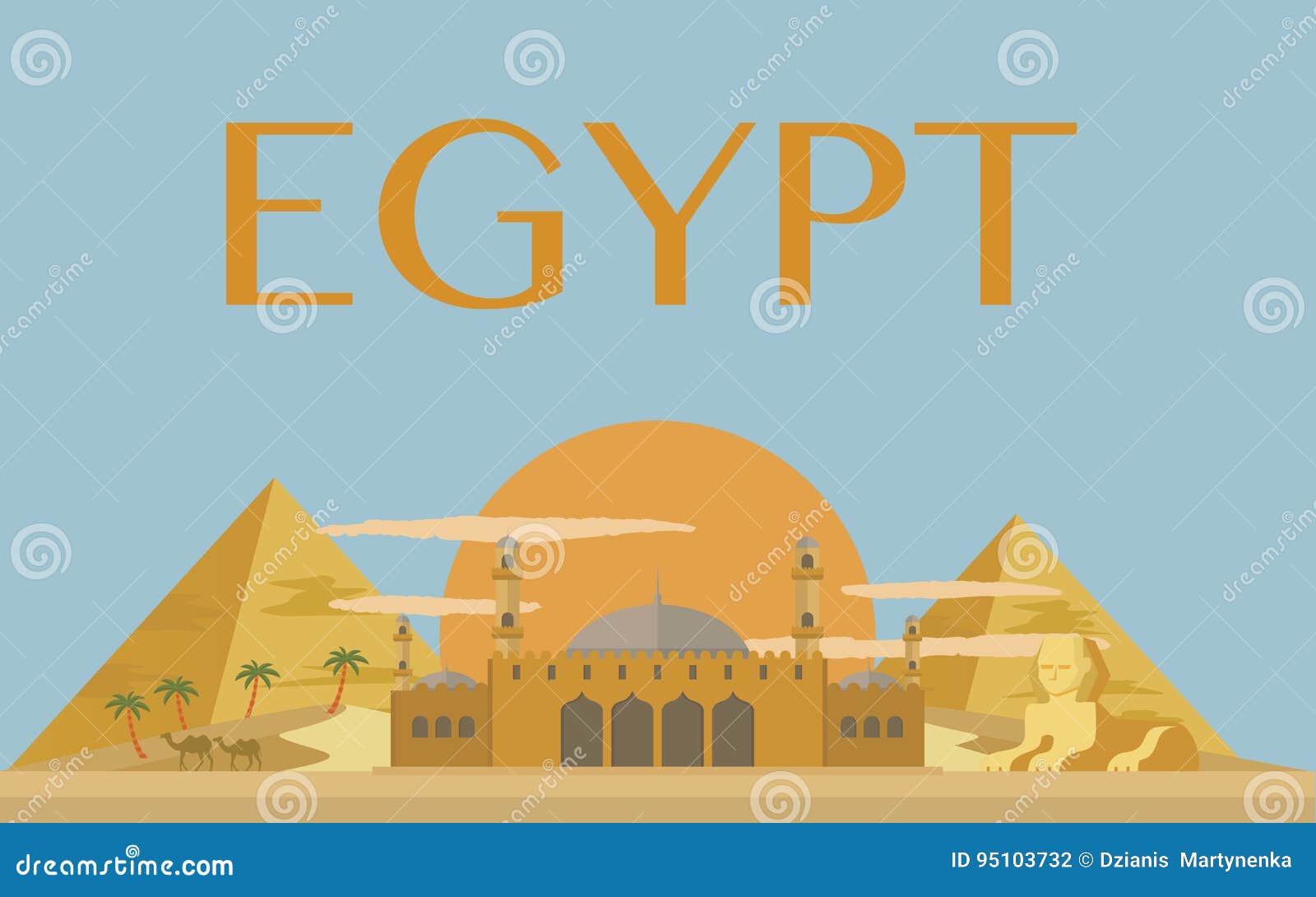 Egyptian Pyramids in Desert Stock Vector - Illustration of banner ...