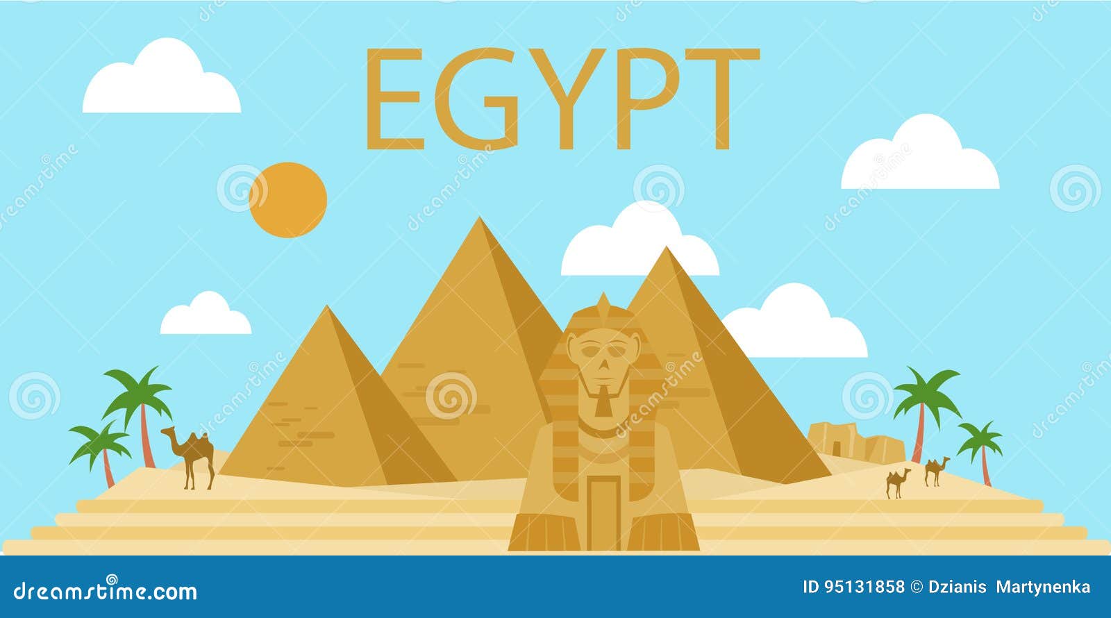 Egyptian Pyramids Landscape Cartoon Vector | CartoonDealer.com #143864383