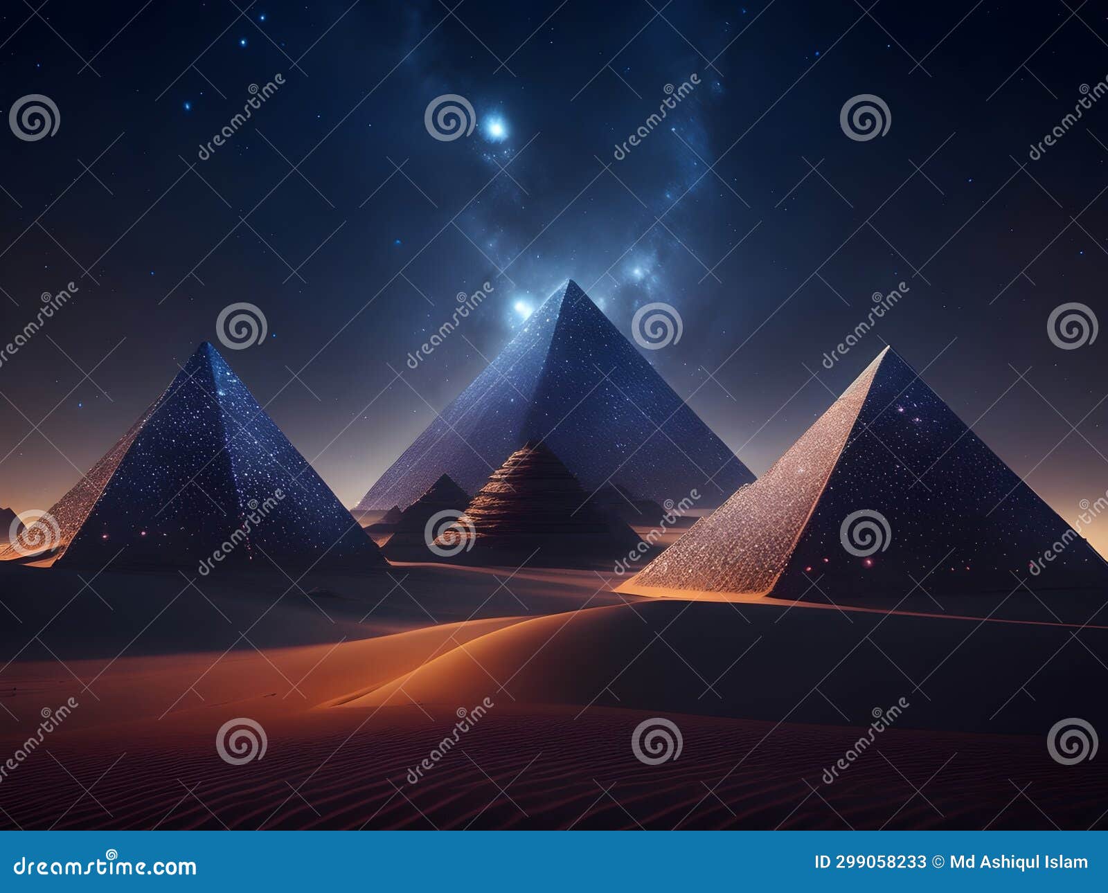 Egyptian Night Desert Pyramids, Sphinx And Anubis Cartoon Vector ...