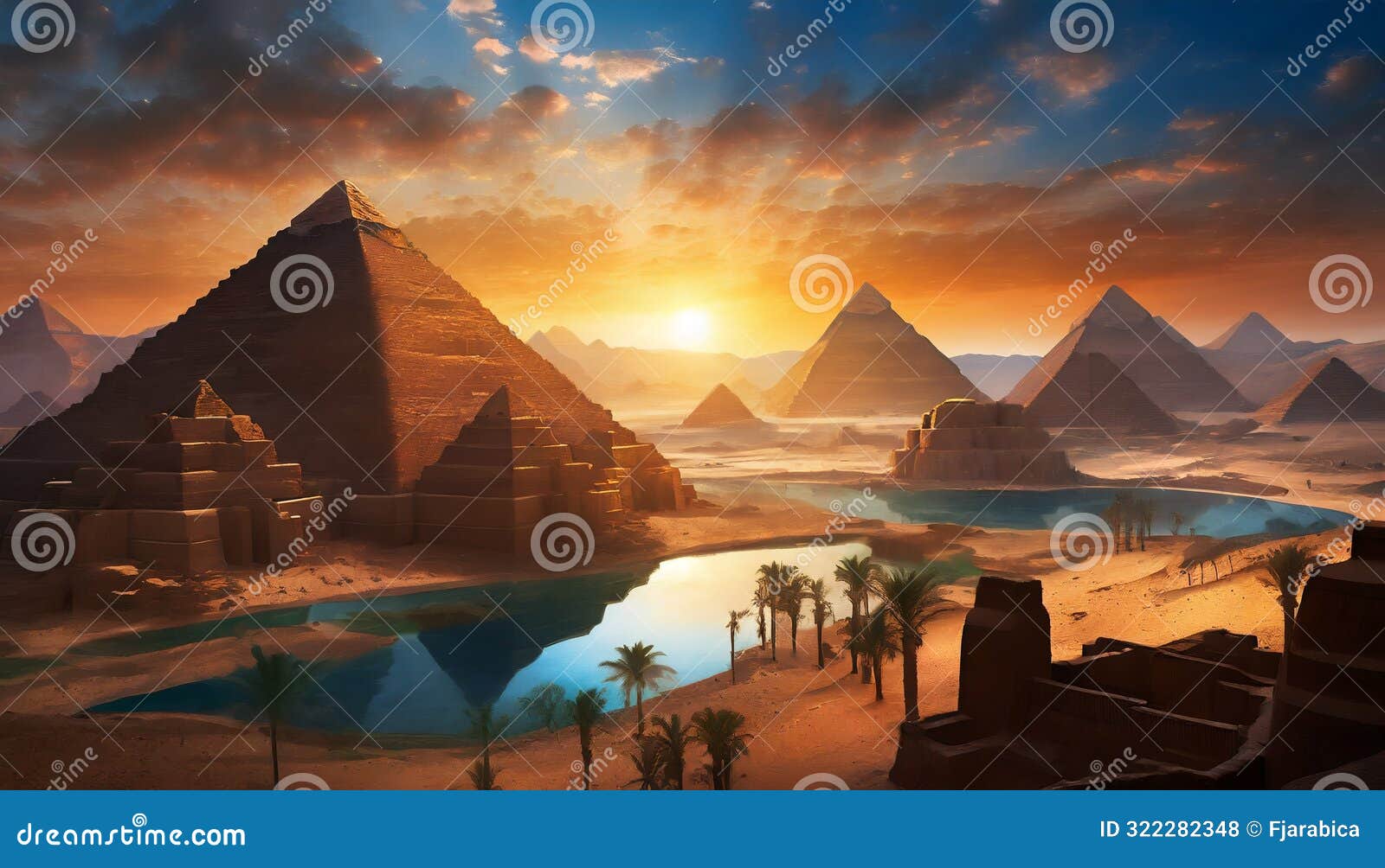 Egyptian pyramids stock illustration. Illustration of evening - 322282348