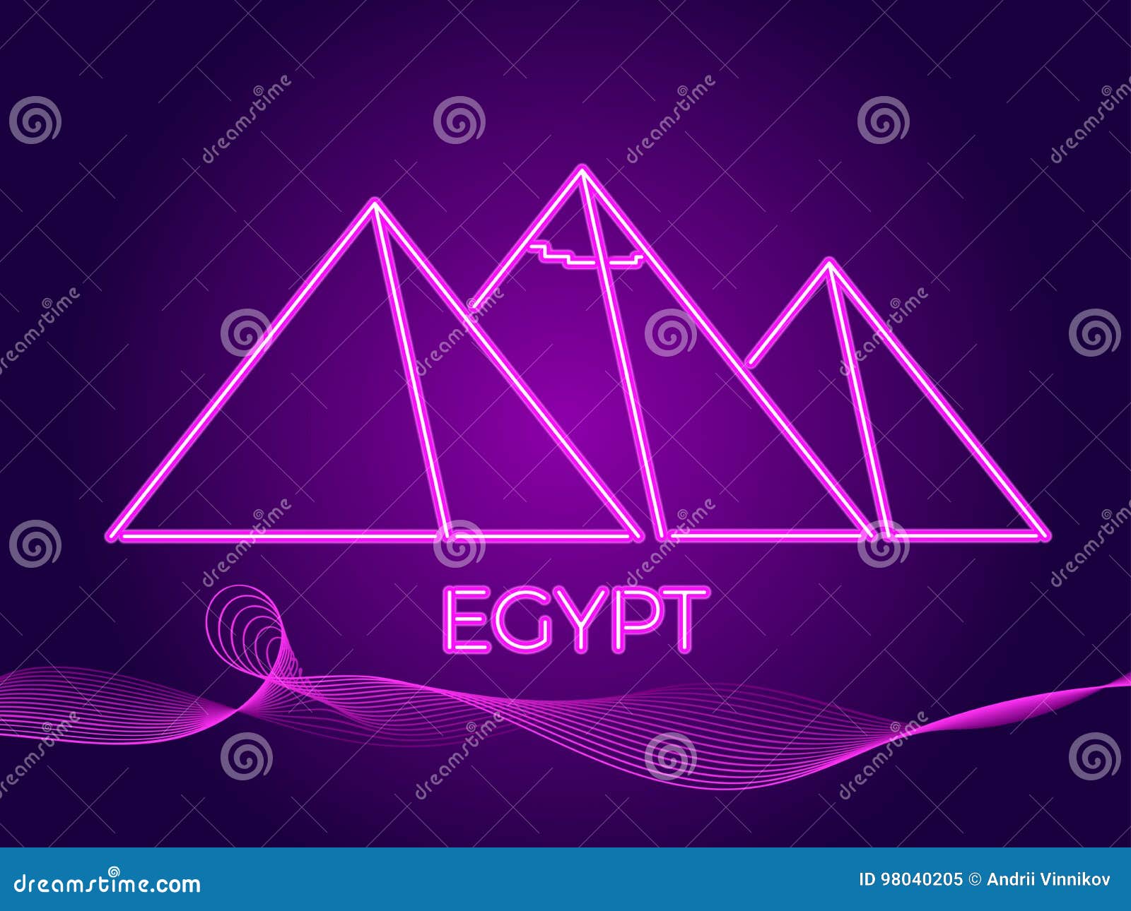 Egyptian Pyramids of Neon. Icon in the Style of 80`s Stock Vector ...