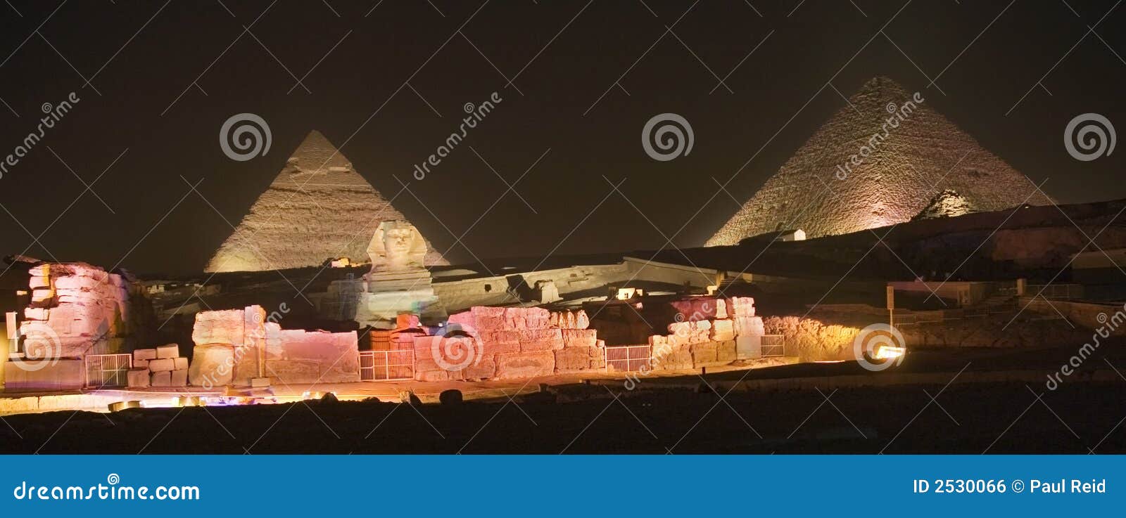 Egyptian Pyramids at night stock photo. Image of giza - 2530066