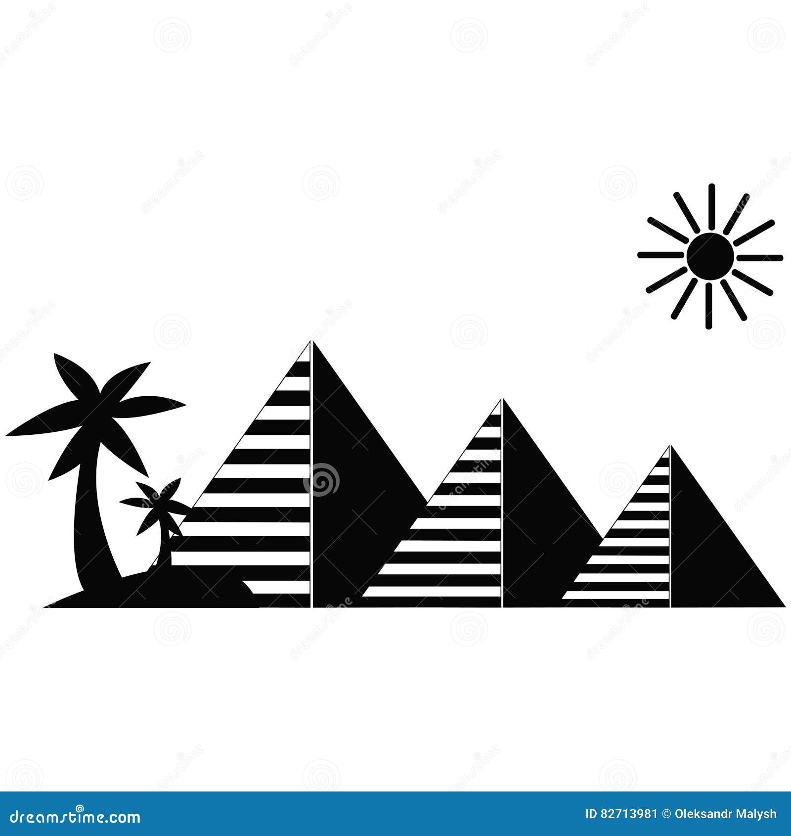 Egyptian Pyramids with Palm Trees Stock Vector - Illustration of africa ...