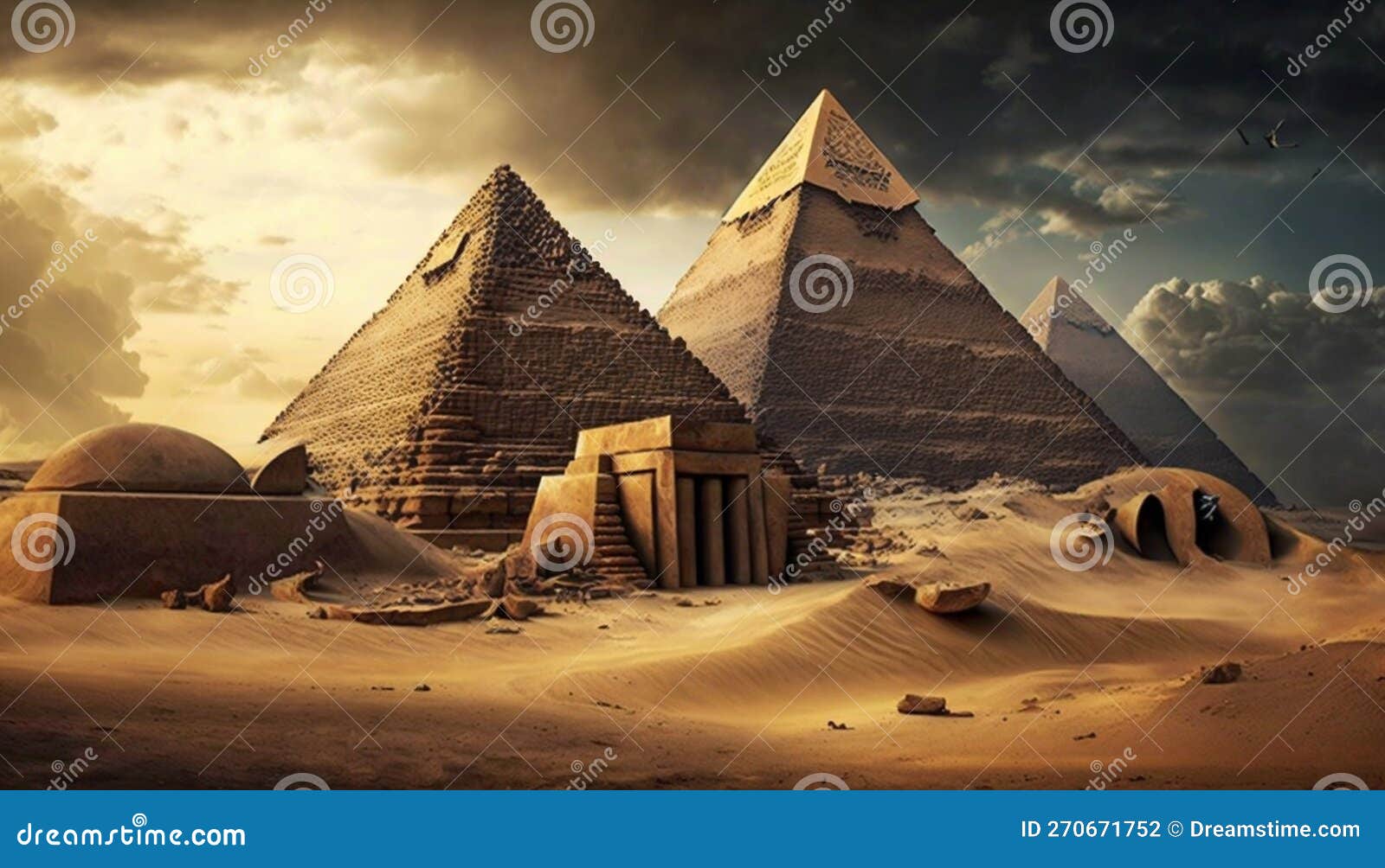 Egyptian Pyramids of Pharaoh. Generative AI Stock Illustration ...